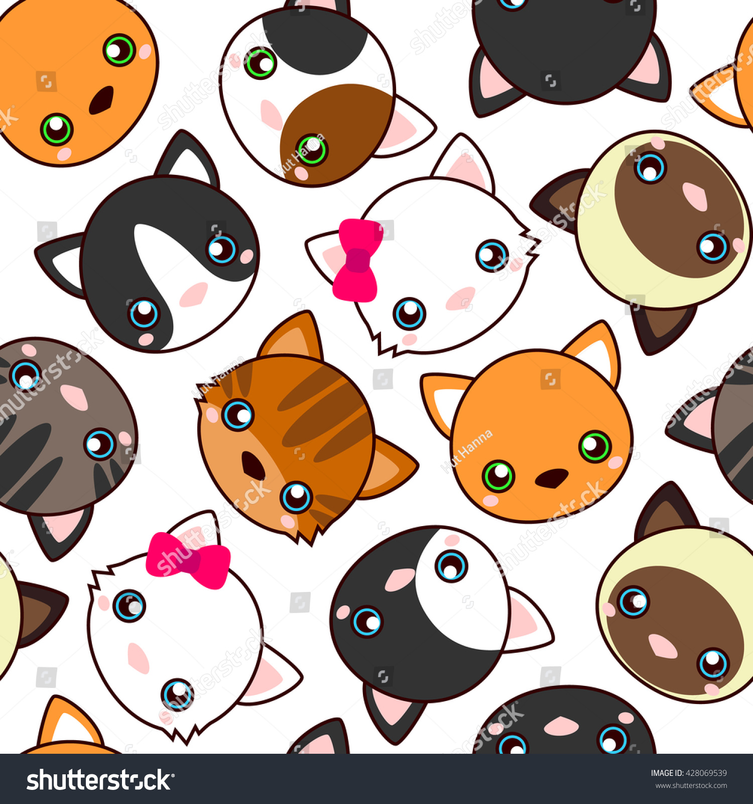 Cats Cartoon Vector Seamless Pattern Wallpaper Stock Vector (Royalty ...
