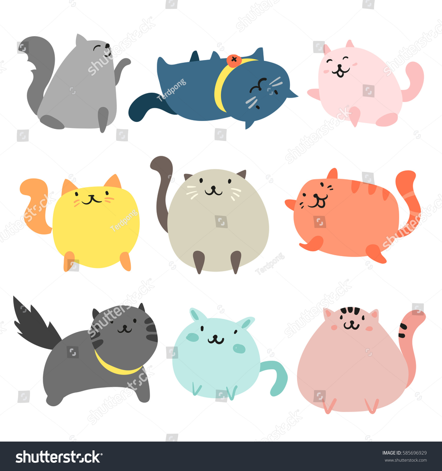 Cats Character Design: เวกเตอร์สต็อก (ปลอดค่าลิขสิทธิ์) 585696929 ...
