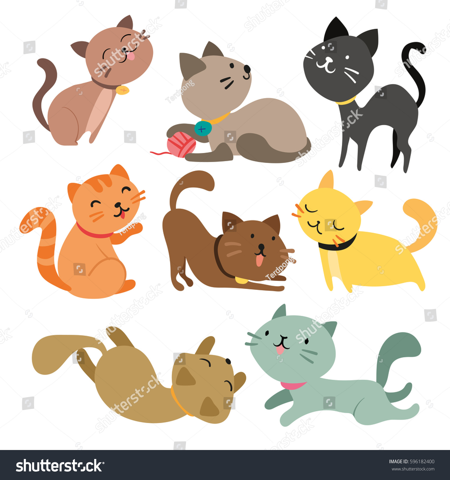 Cats Character Design Stock Vector (Royalty Free) 596182400
