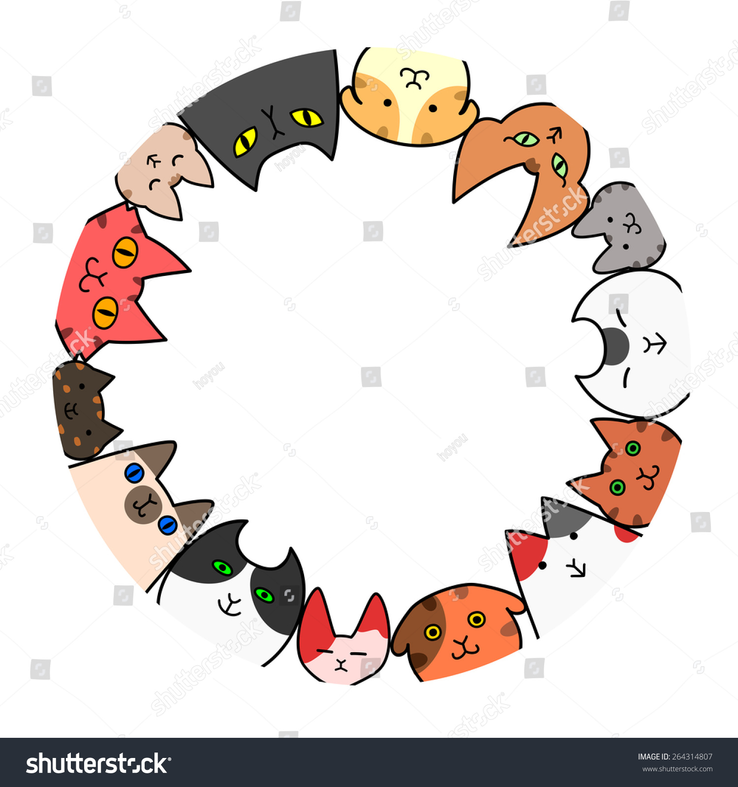 Cats Circle Copy Space Stock Vector (Royalty Free) 264314807 | Shutterstock