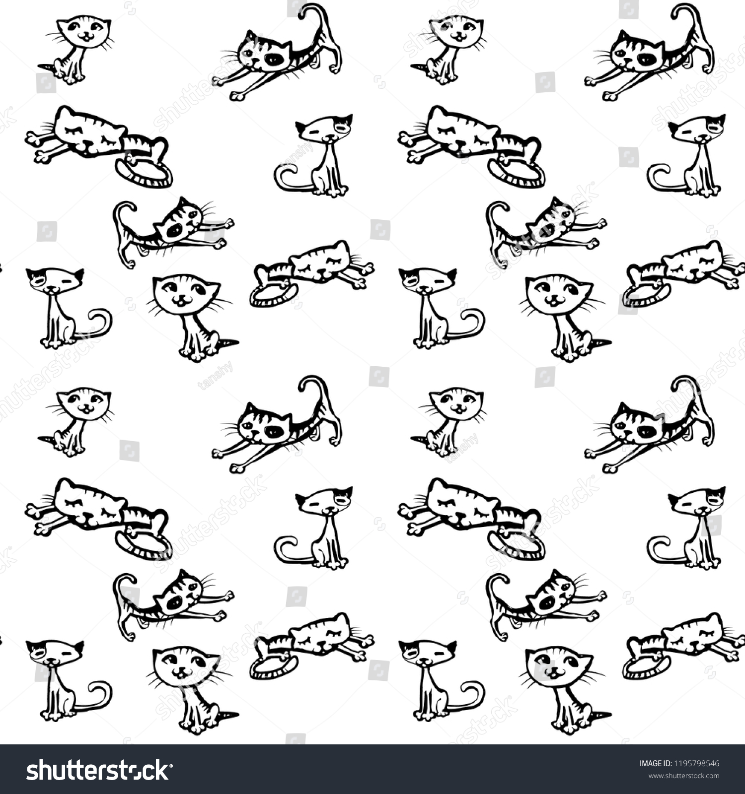 Cats Funny Seamless Texture Vector Stock Vector (Royalty Free ...