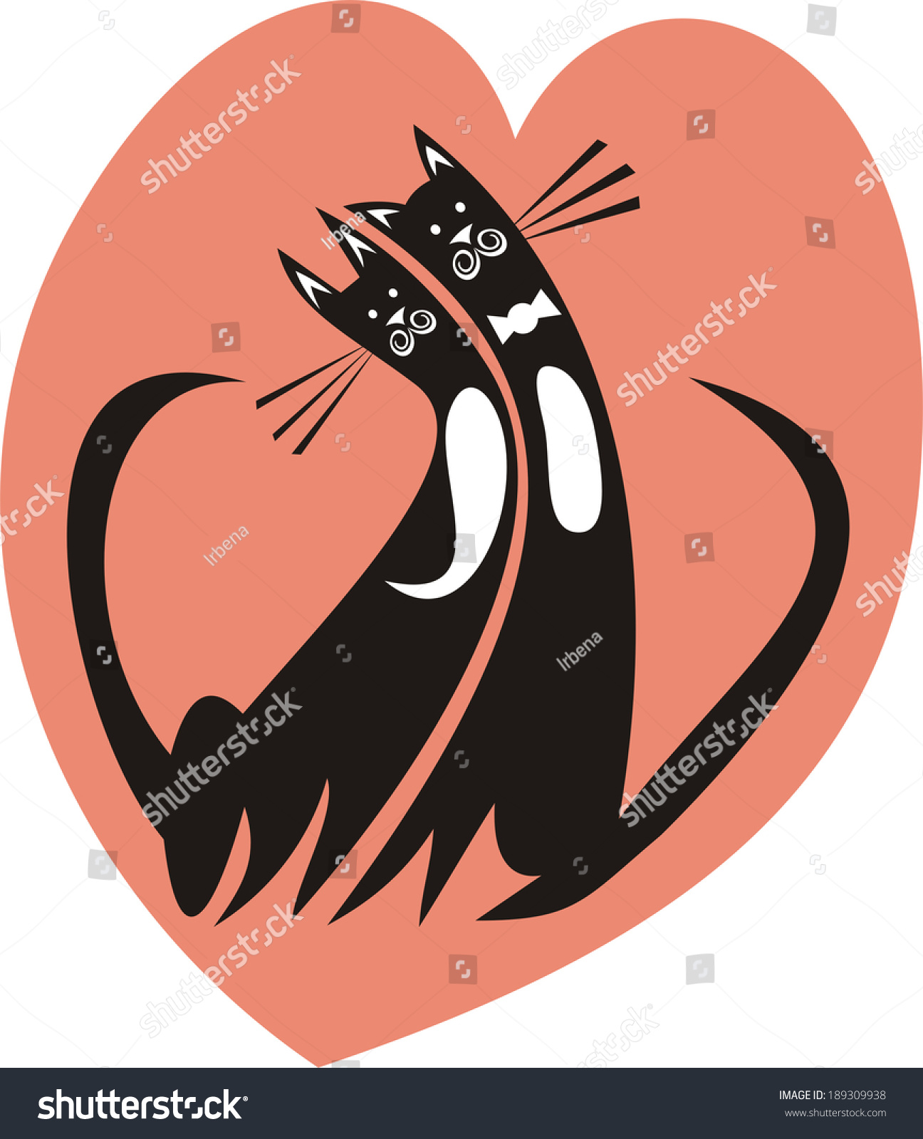 Cats Heart Vector Illustration Stock Vector (Royalty Free) 189309938