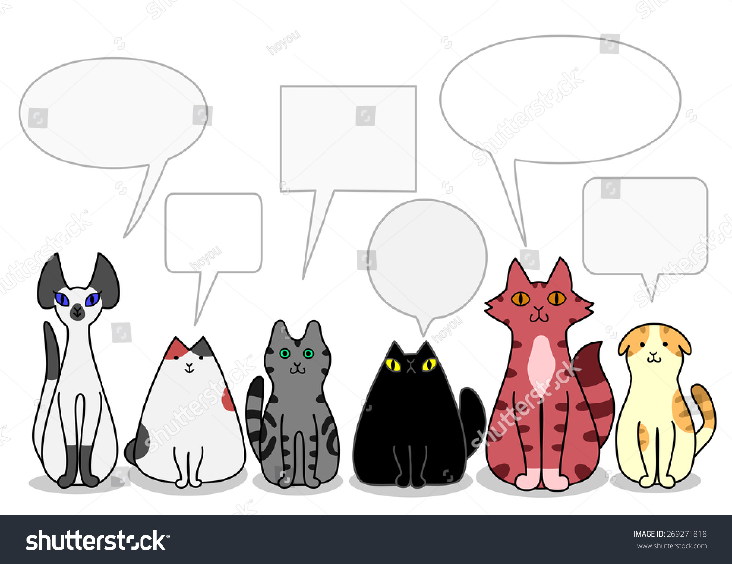 Cats Row Speech Bubbles Stock Vector (Royalty Free) 269271818 ...