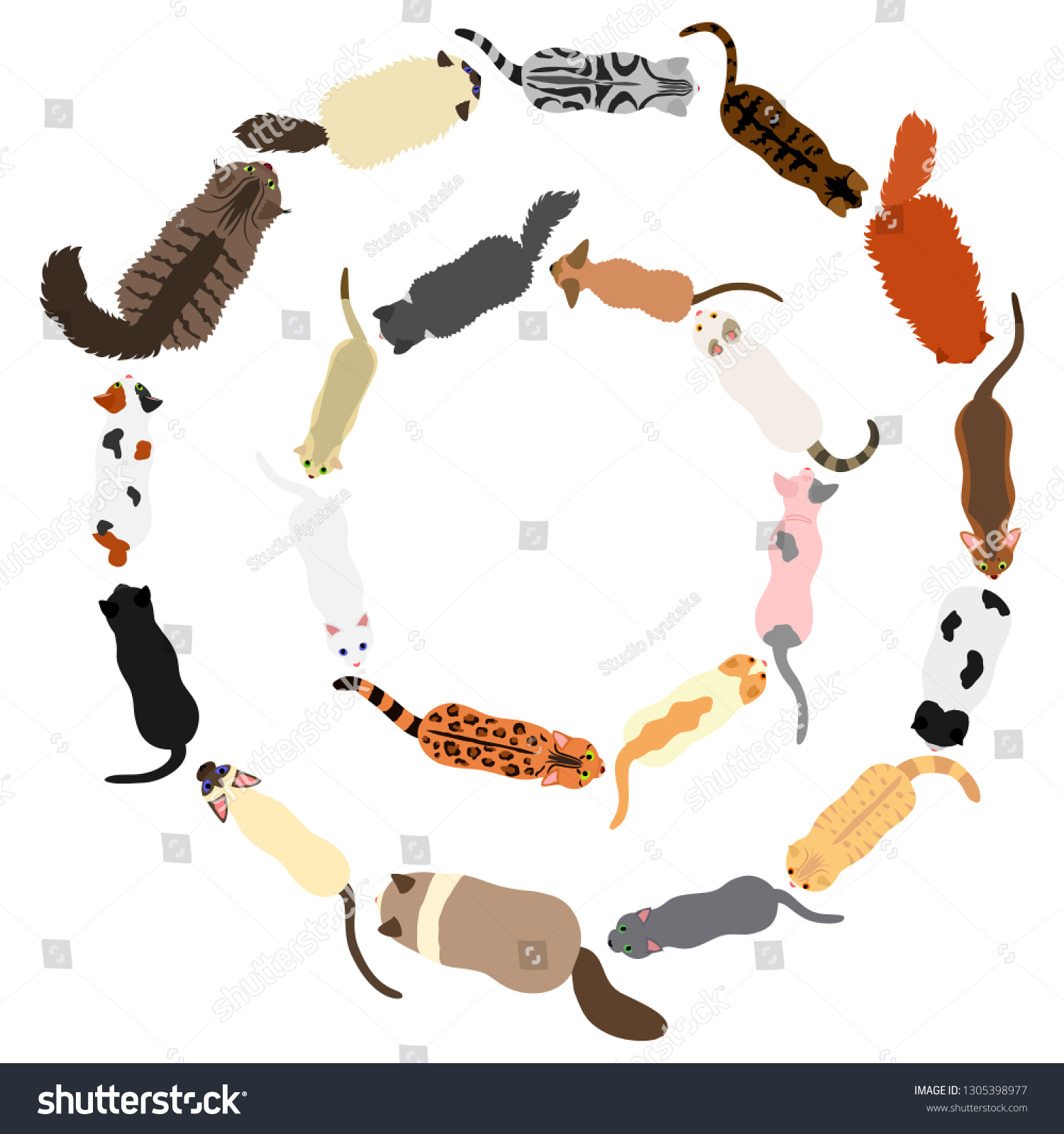 Cats Round Frame Set Stock Vector (Royalty Free) 1305398977 | Shutterstock