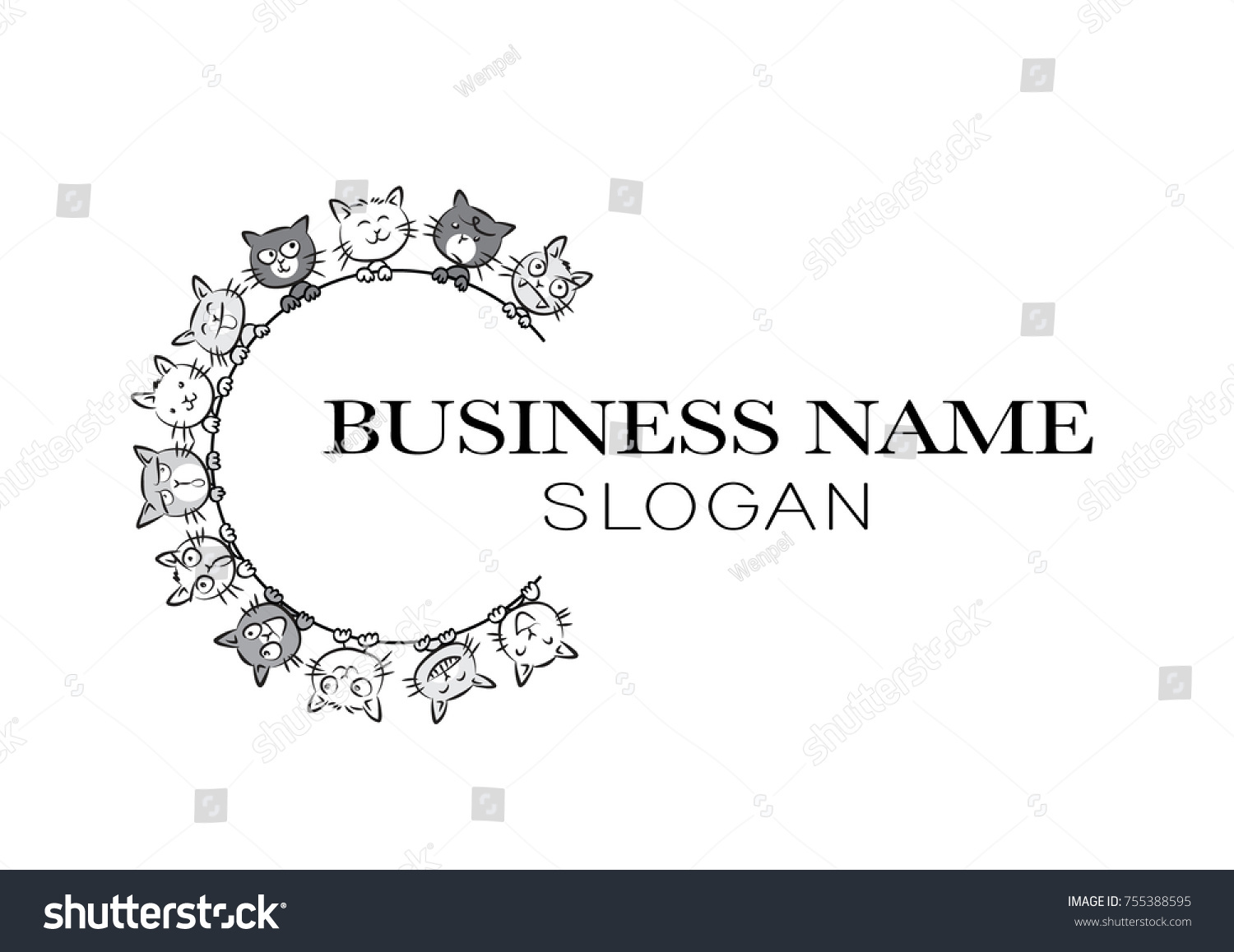 Cats Circle Border Design Stock Vector (Royalty Free) 755388595 ...