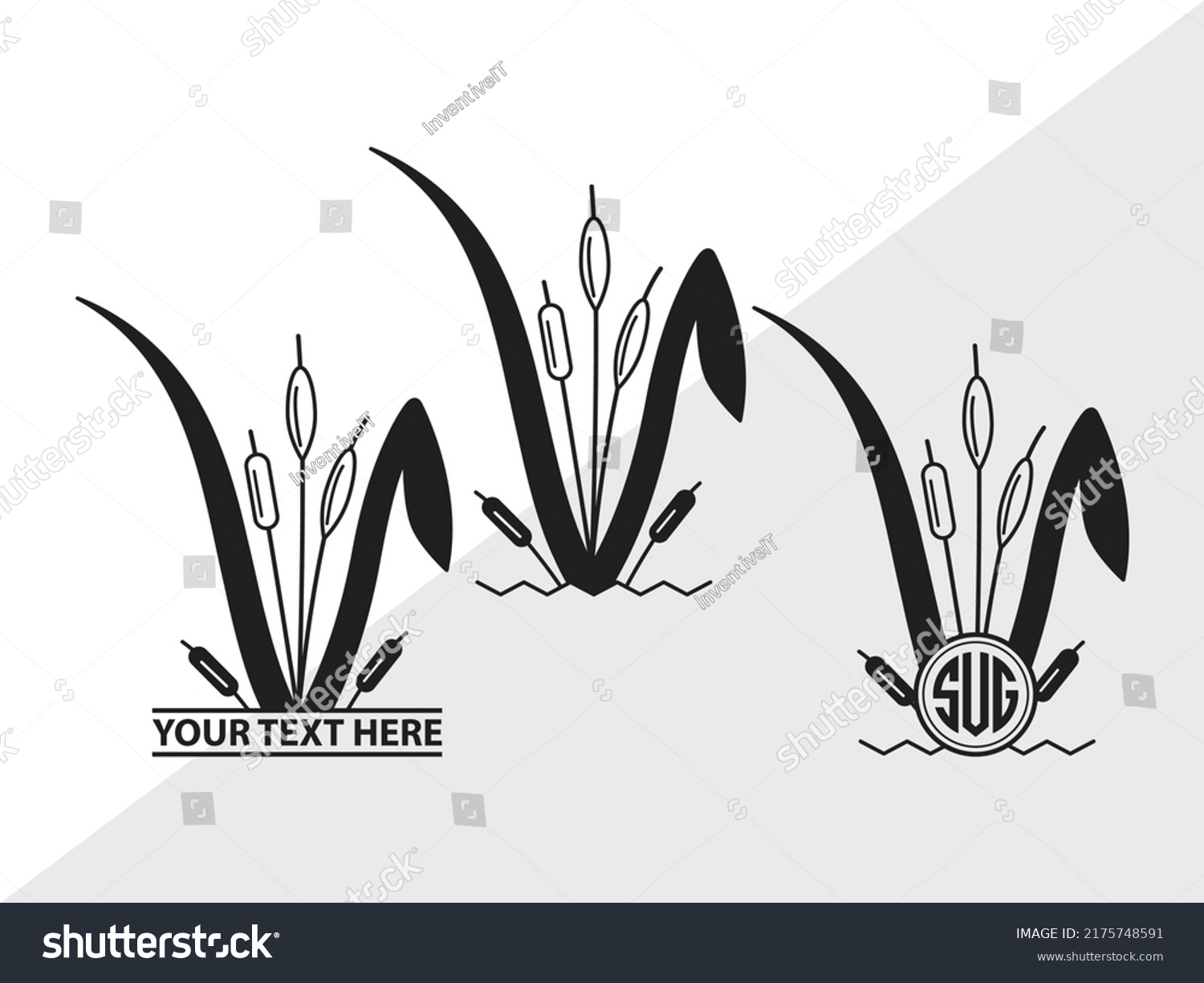 Cattail Monogram Svg Printable Vector Illustration Stock Vector ...