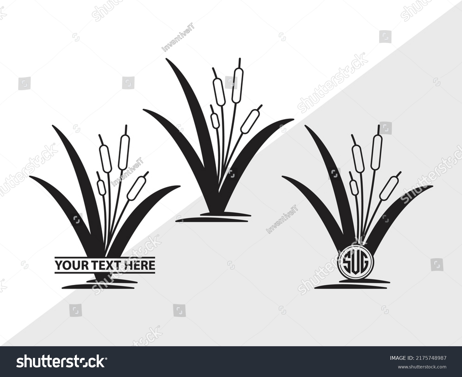 Cattail Monogram Svg Printable Vector Illustration Stock Vector ...
