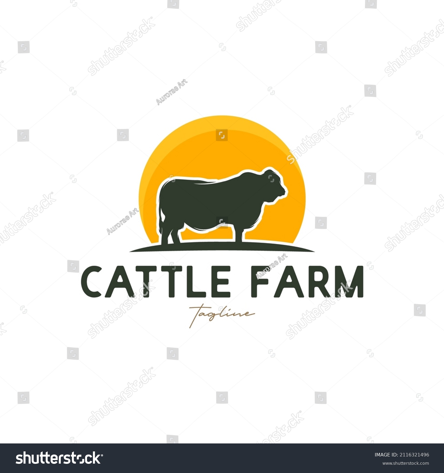 Cattle Farm Logo Design Stock Vector Stock Vector (Royalty Free) 2116321496