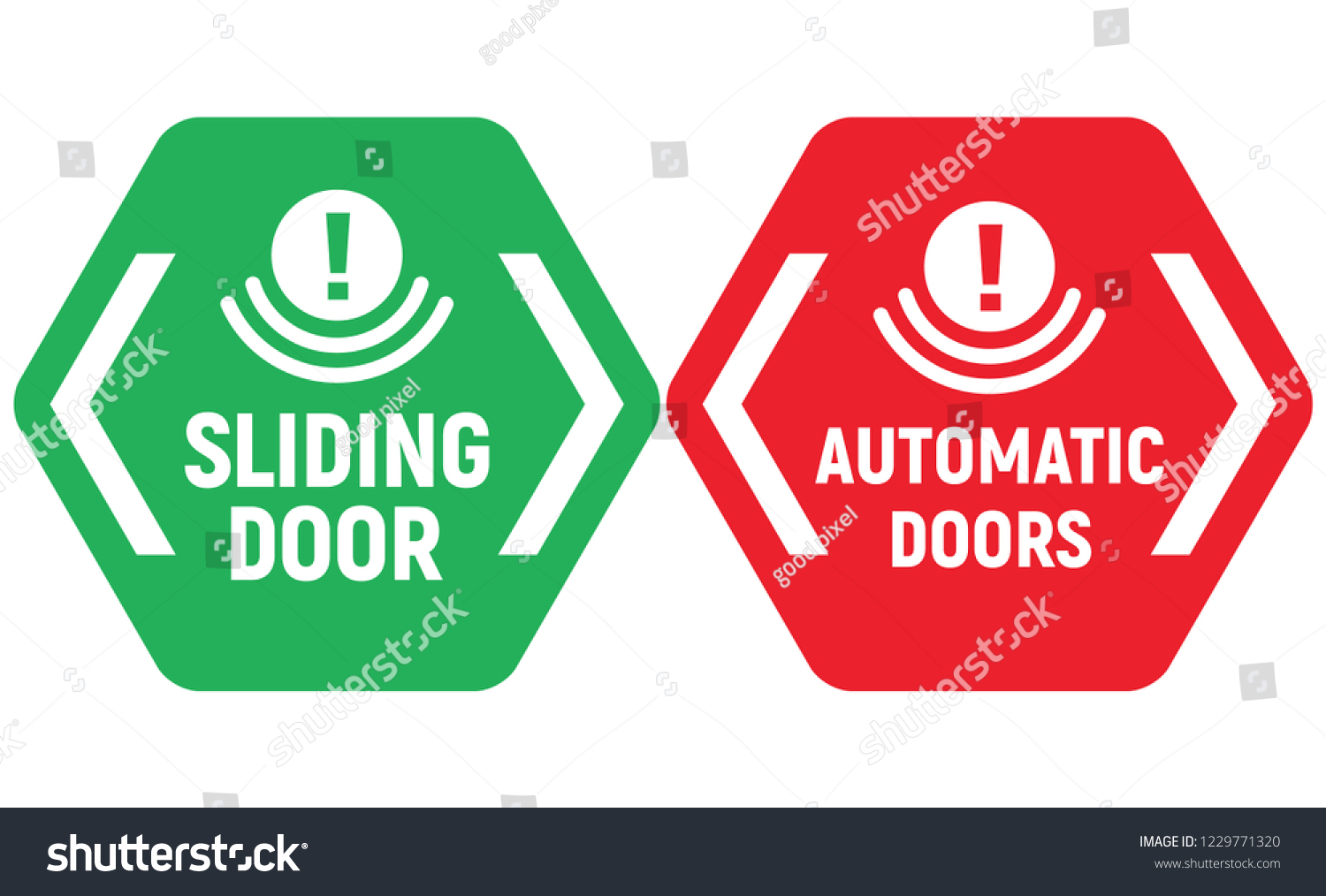 Caution Automatic Sliding Doors Vector Illustration Stock Vector ...