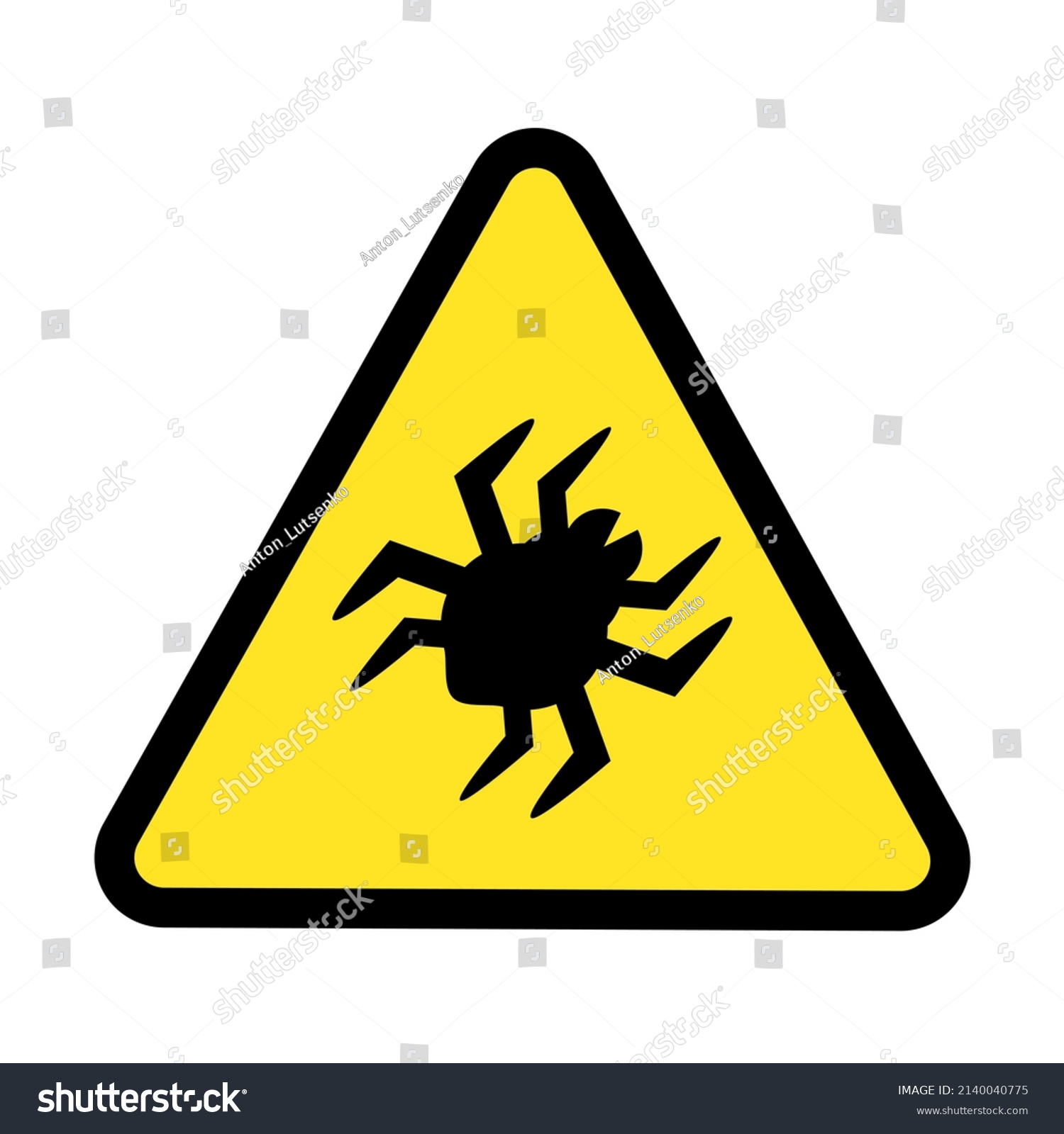 Caution Bug Danger Yellow Triangle Warning Stock Vector (Royalty Free ...