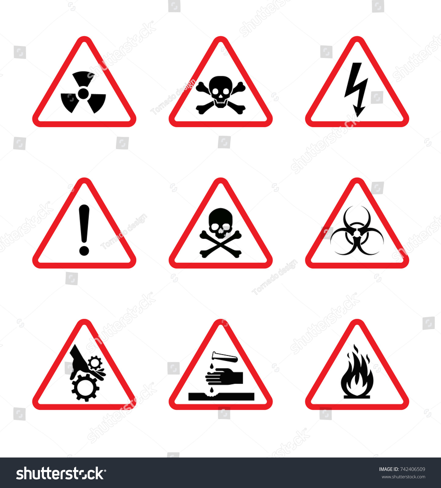 Caution Danger Sign Hazard Warning Signs: เวกเตอร์สต็อก (ปลอดค่า ...