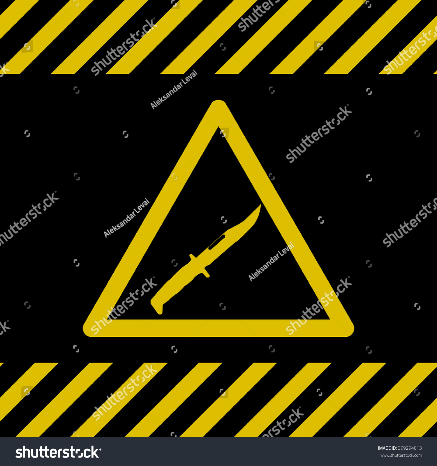 Caution Danger Sign Knife Stock Vector (Royalty Free) 399294013