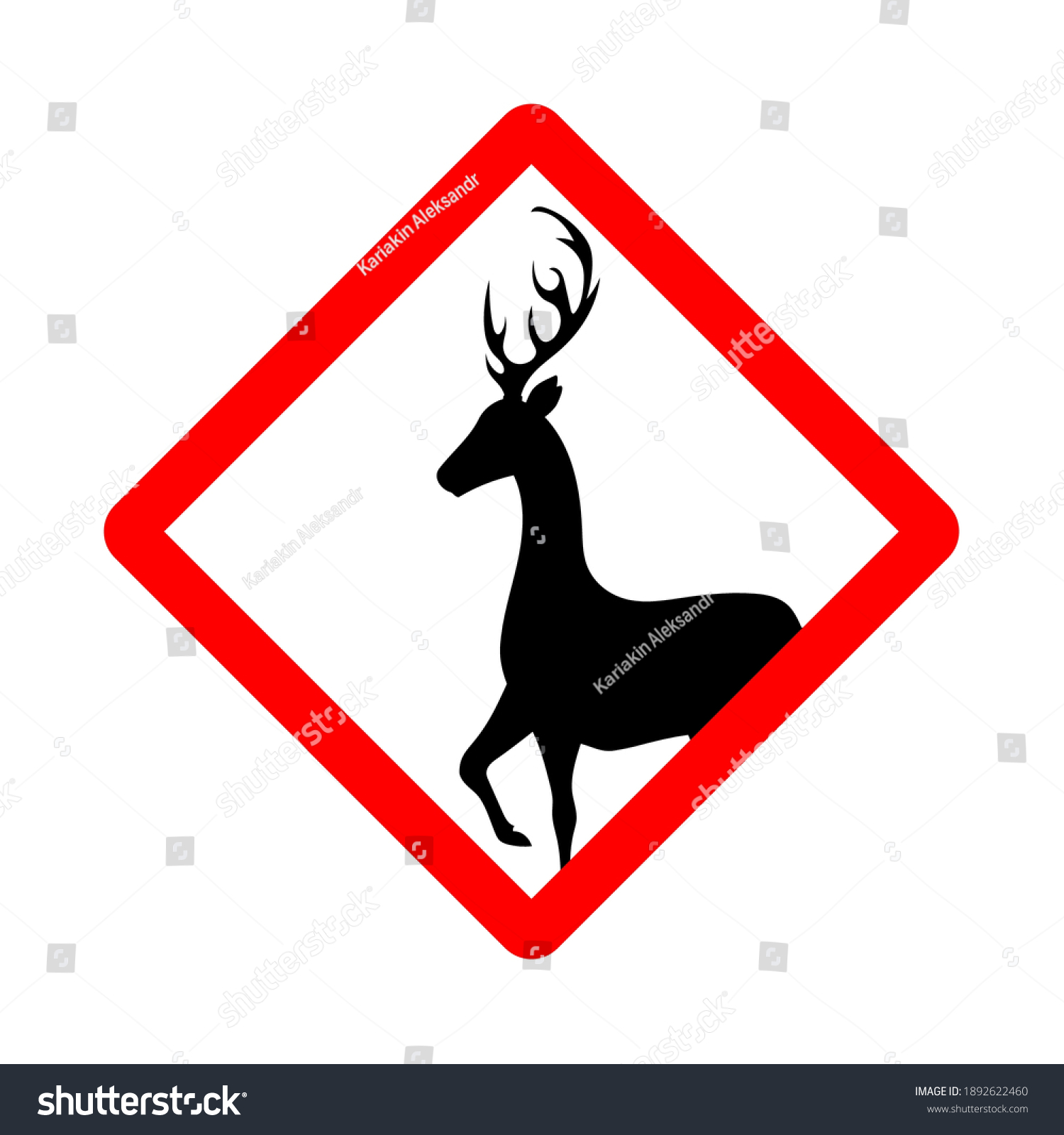 Caution Deer Sign Vector Illustration Stock Vector (Royalty Free ...