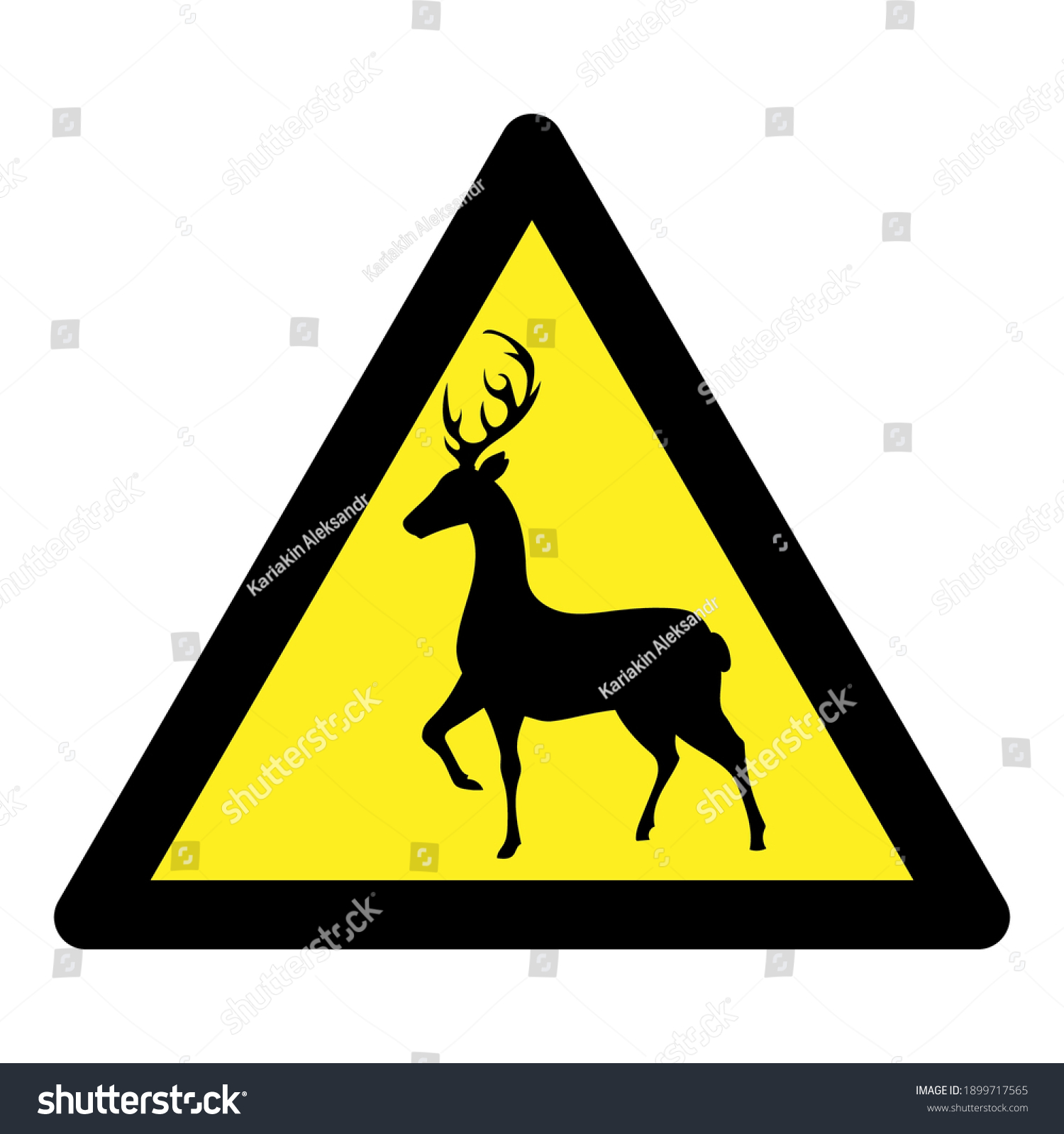 Caution Deer Sign Vector Illustration Stock Vector (Royalty Free ...