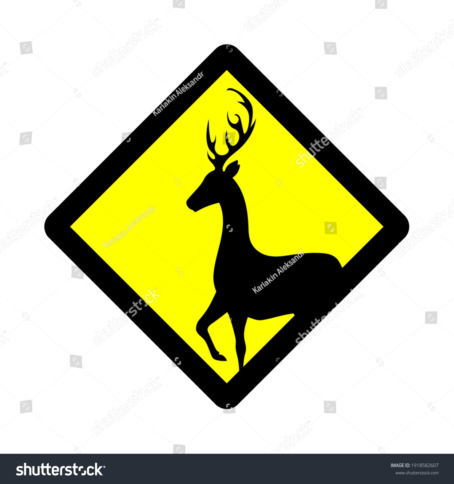 Caution Deer Sign Vector Illustration Stock Vector (Royalty Free ...