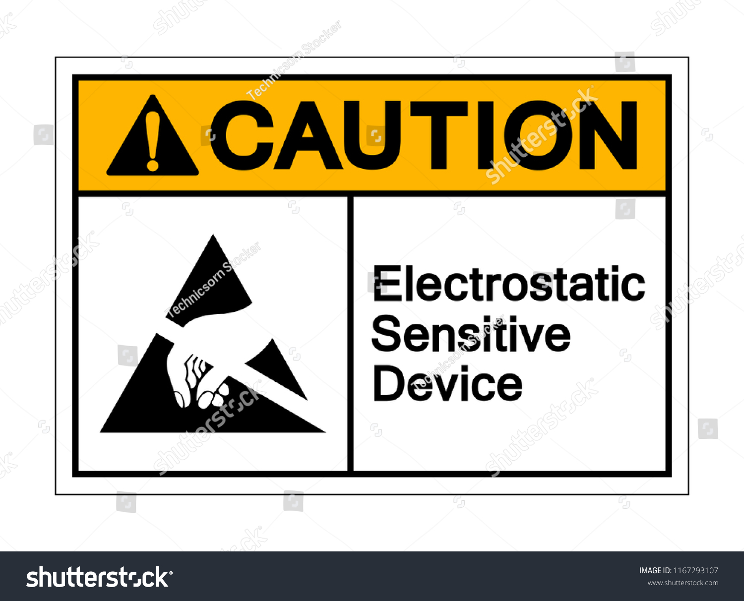 Caution Electrostatic Sensitive Device Esd Symbol: เวกเตอร์สต็อก (ปลอด ...