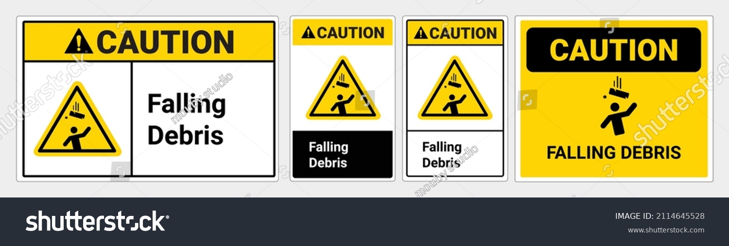 Caution Falling Debris Vector Sign Yellow Stock Vector (Royalty Free ...