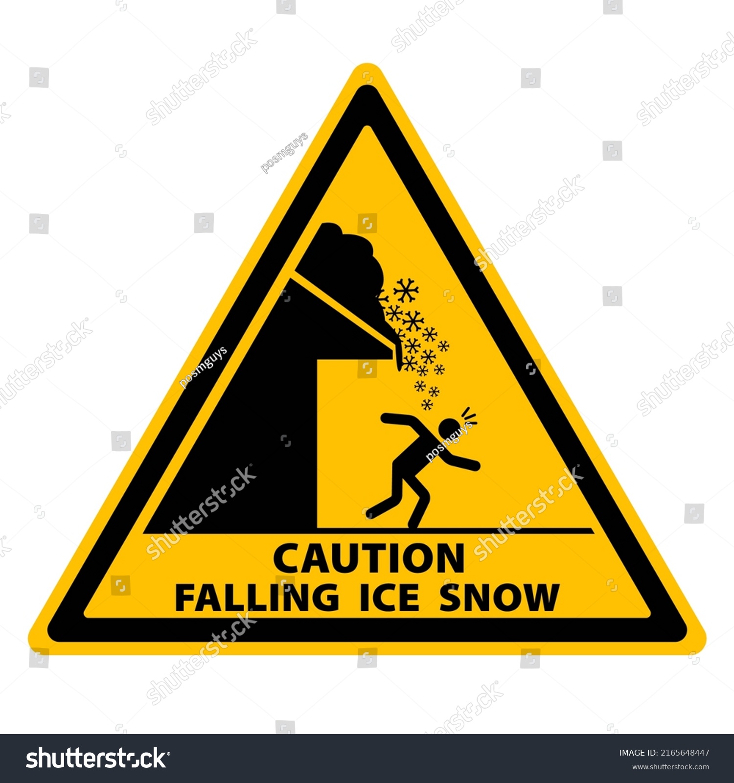 Caution Falling Ice Spikes Sign Warning Stock Vector (Royalty Free ...
