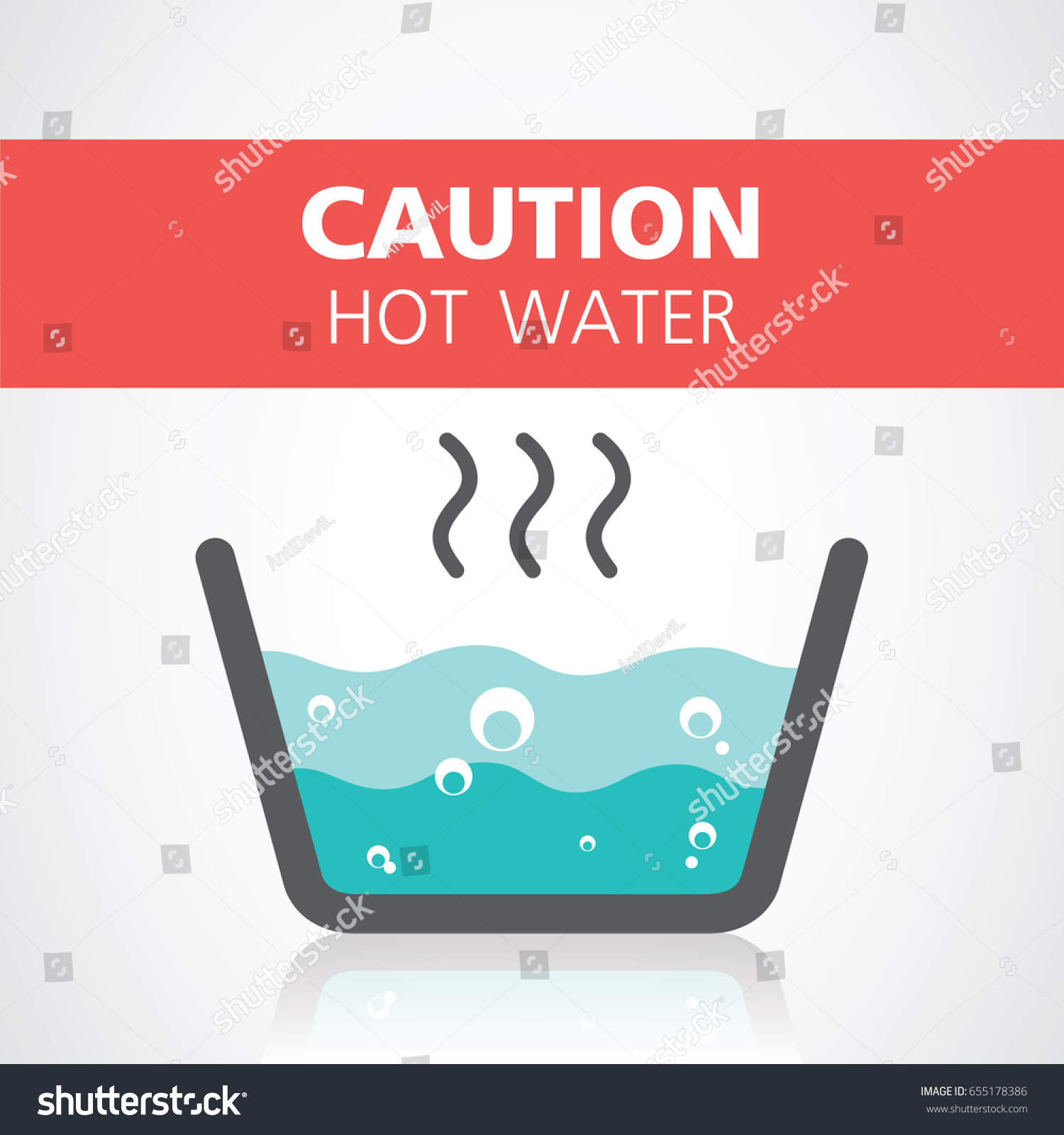 Caution Hot Water Sign Vector Stock Vector (Royalty Free) 655178386