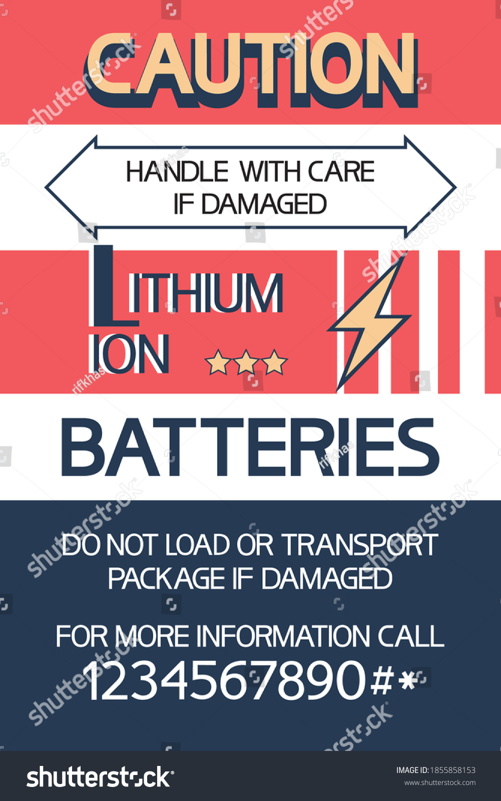 Cautionlithium Ion Batteries Graphic Postertext Twocolor Stock Vector ...