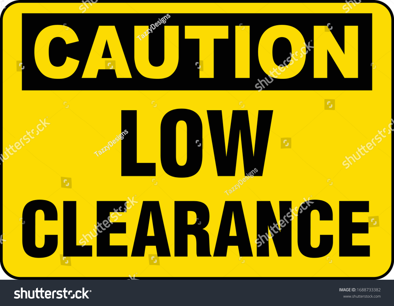 Vektor Stok Caution Low Clearance Warning Sign (Tanpa Royalti ...