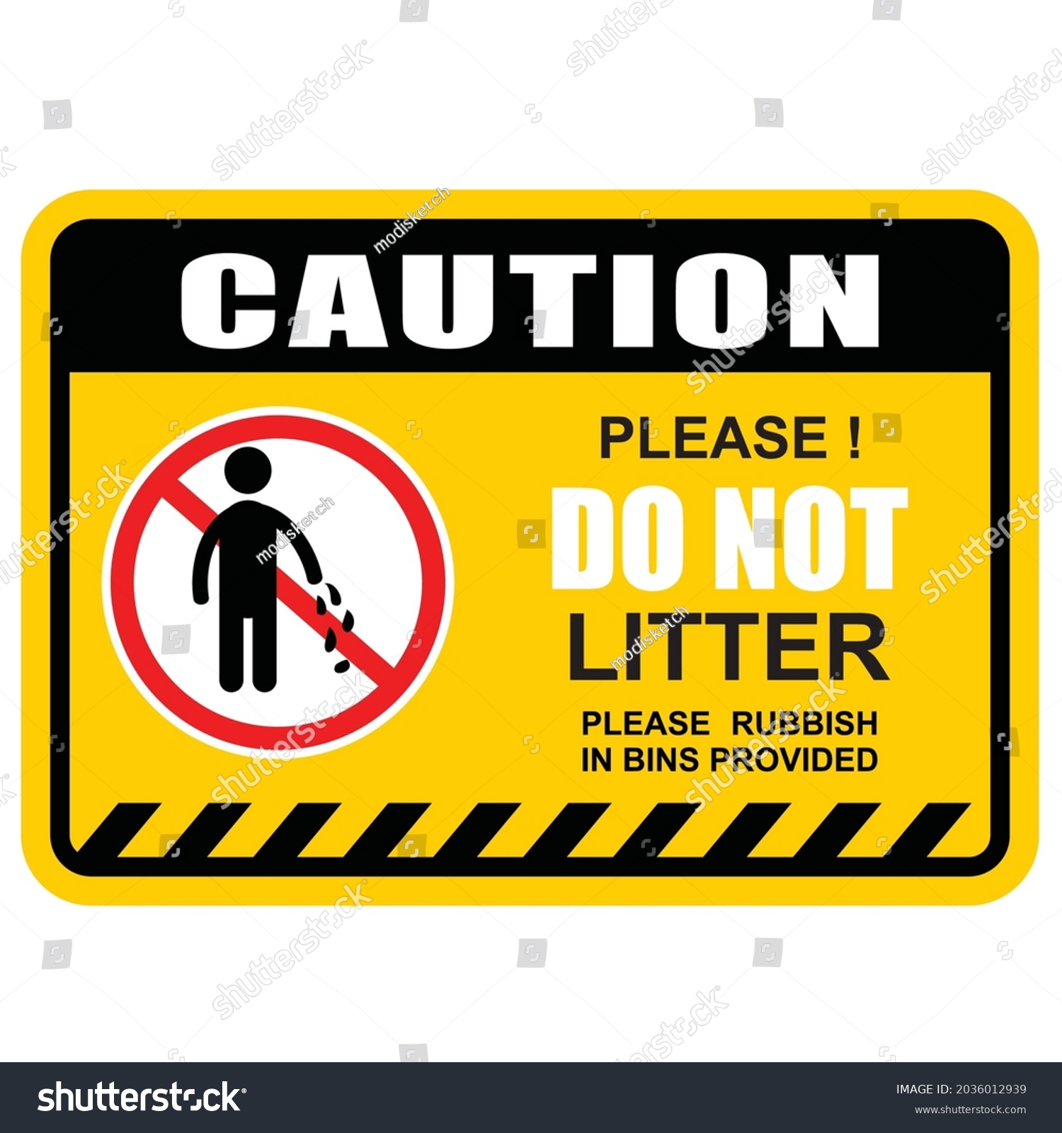 Caution Please Do Not Litter Stock Vector (Royalty Free) 2036012939 ...