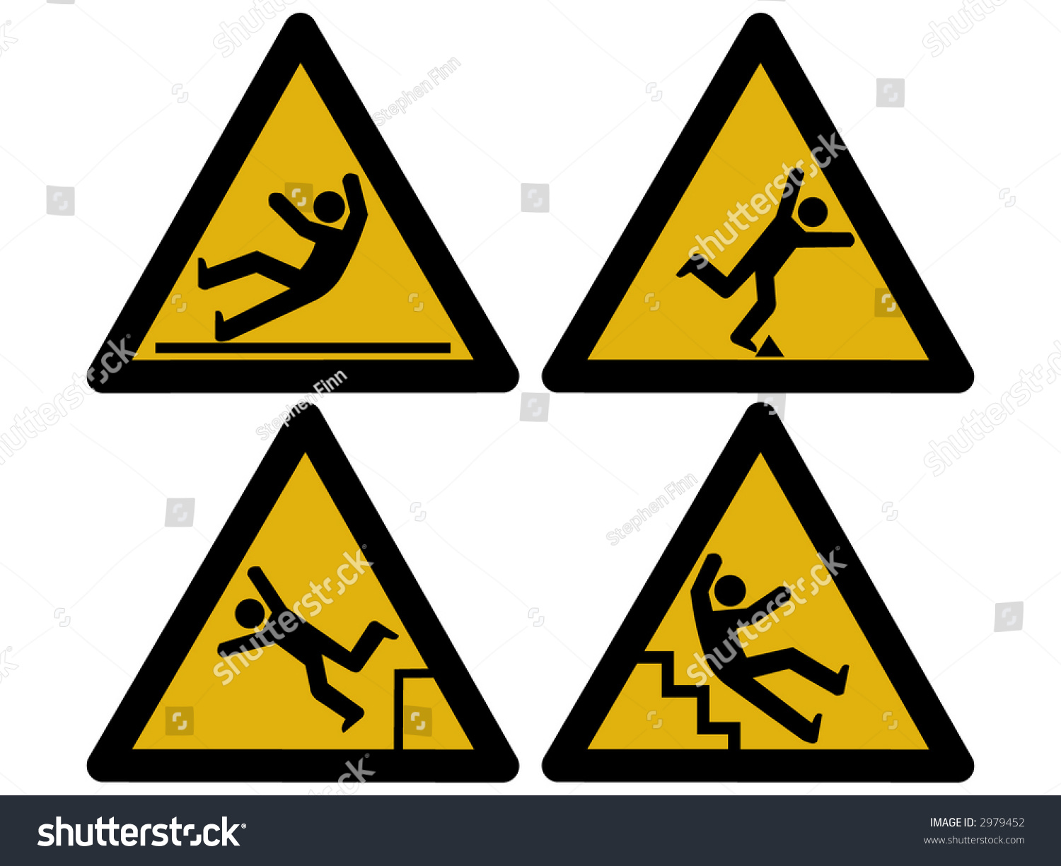 Vektor Stok Caution Signs Figures Falling Tripping Slipping (Tanpa ...