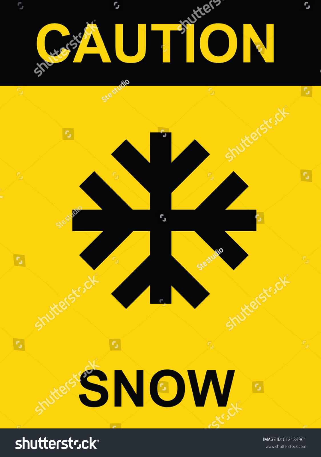 Caution Snow Sign Stock Vector (Royalty Free) 612184961