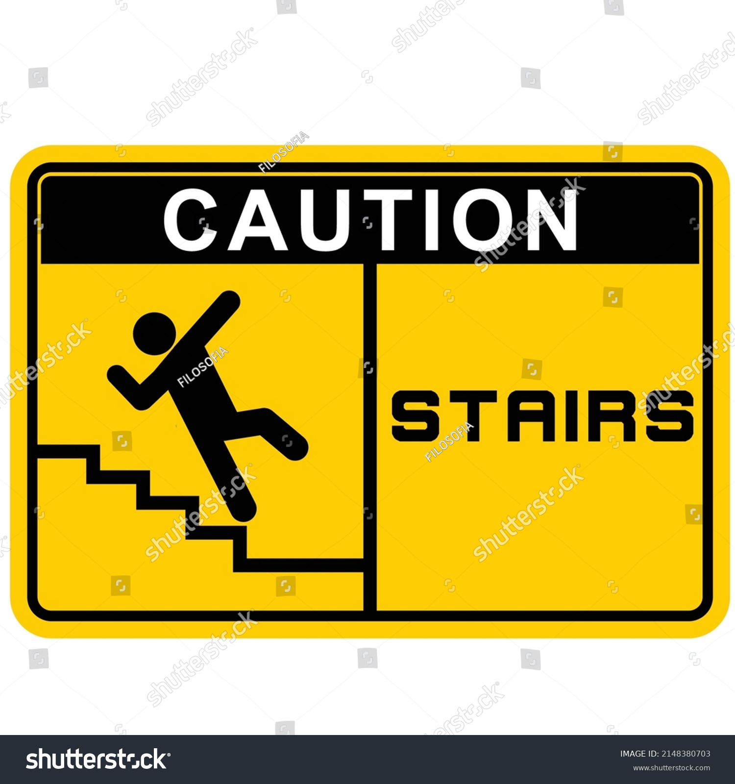 Caution Stairs Sign Label Vector Stock Vector (Royalty Free) 2148380703 ...