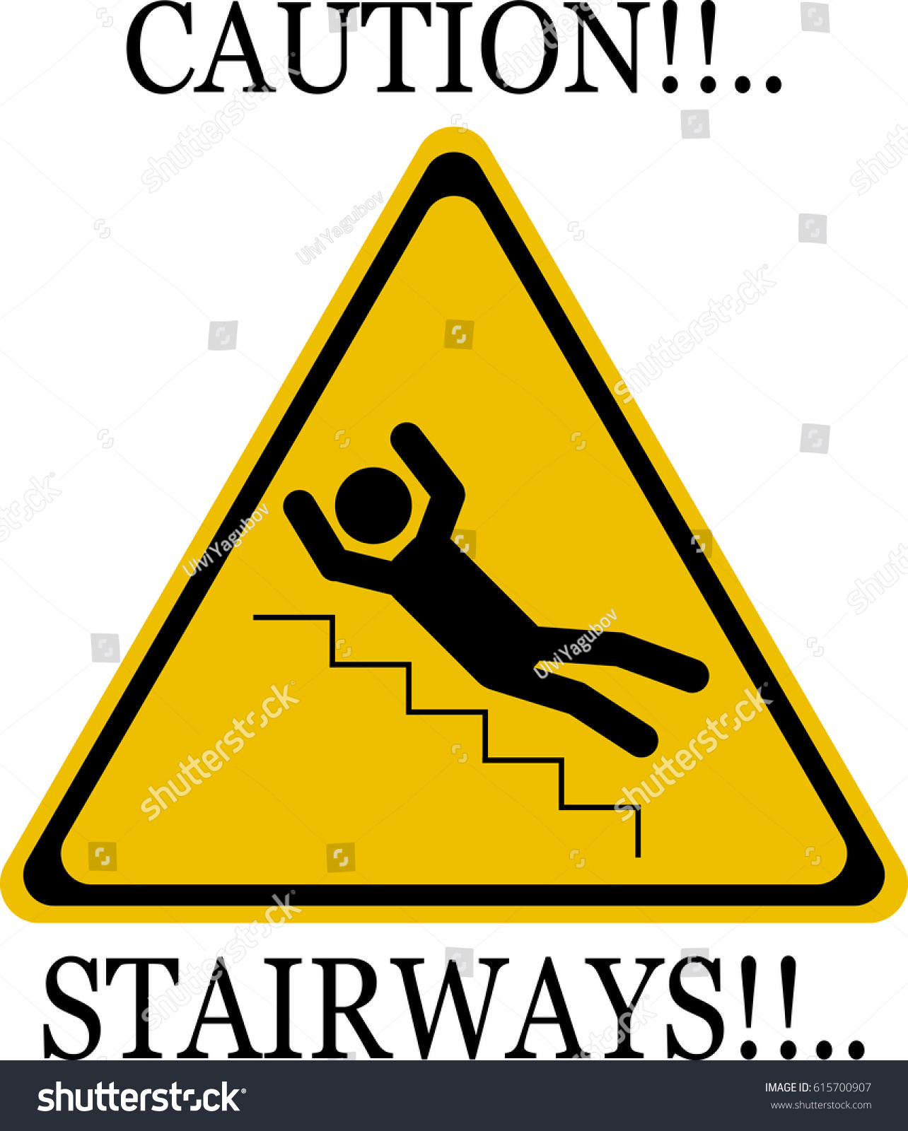 Caution Stairways Icon Stock Vector (Royalty Free) 615700907