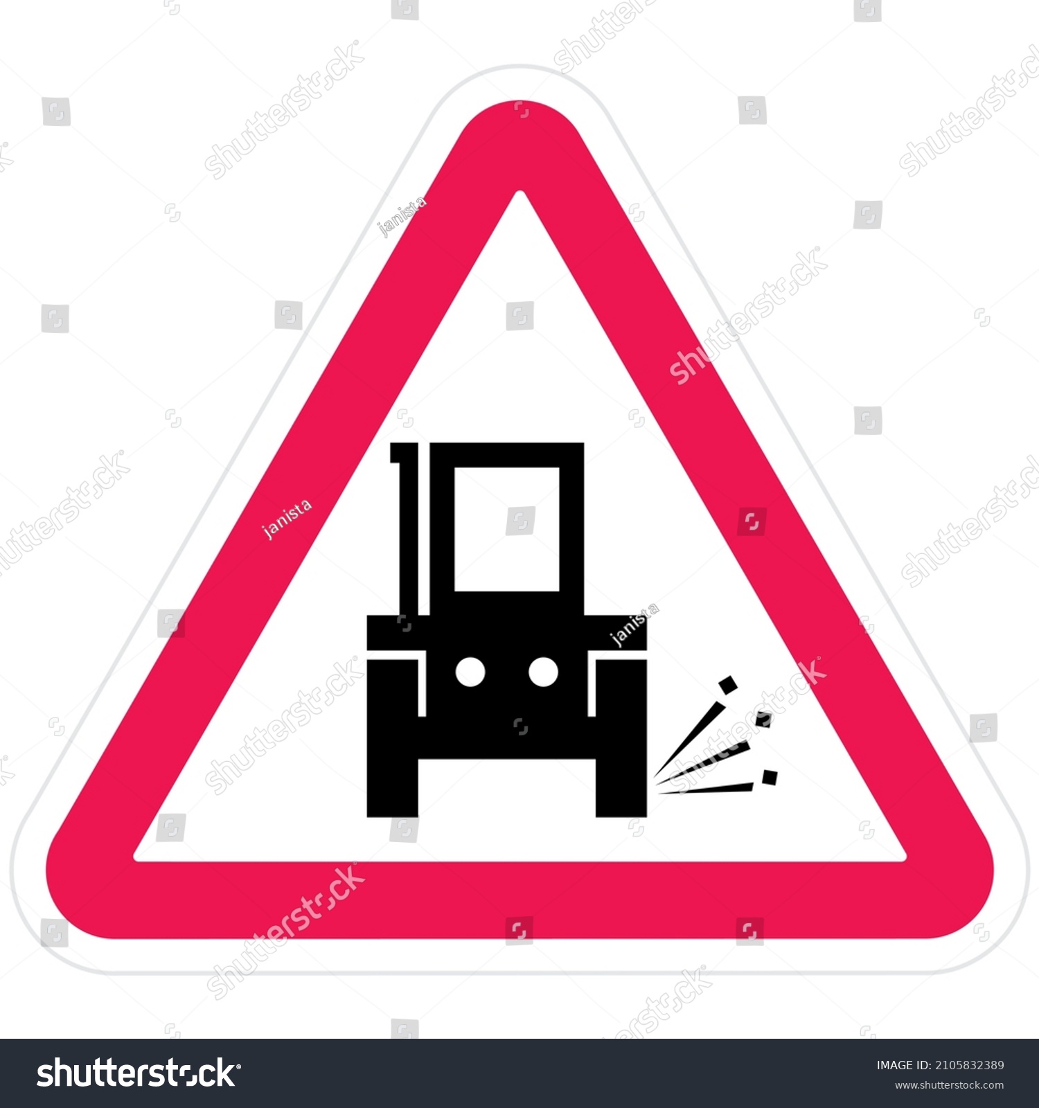 Caution Tractor Operation Triangular Road Sign Stock Vector (Royalty ...