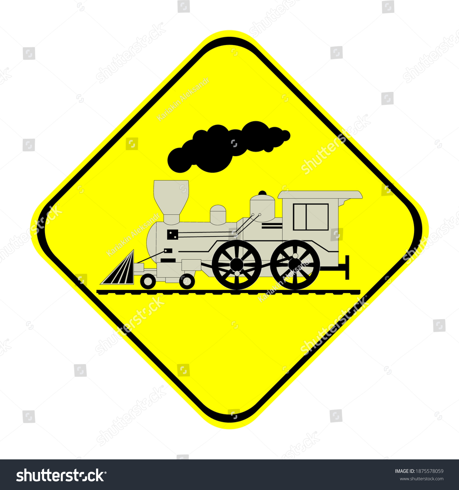 signo de tren de precaución, ilustración: vector de stock (libre de ...