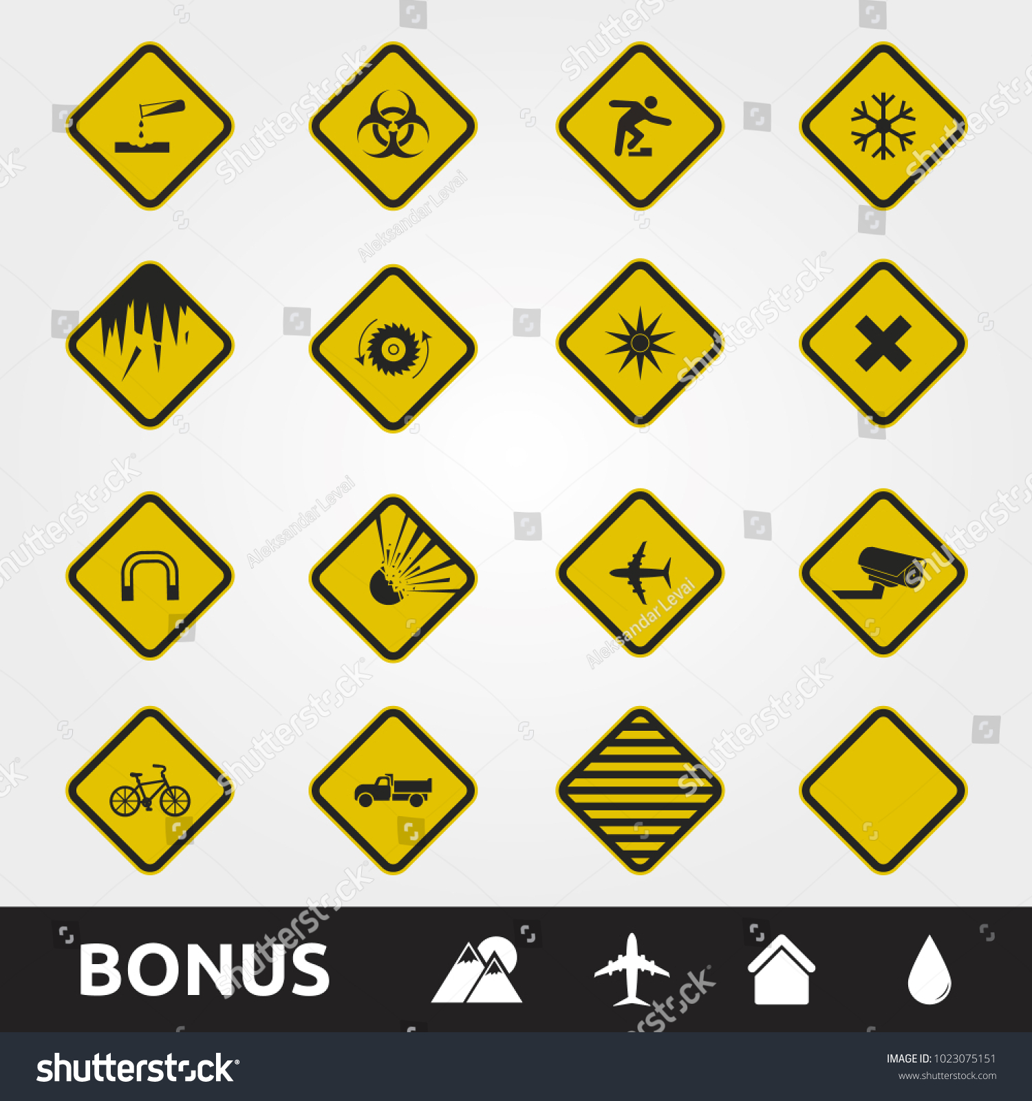 Cautionwarning Yellow Square Signs Stock Vector (Royalty Free) 1023075151