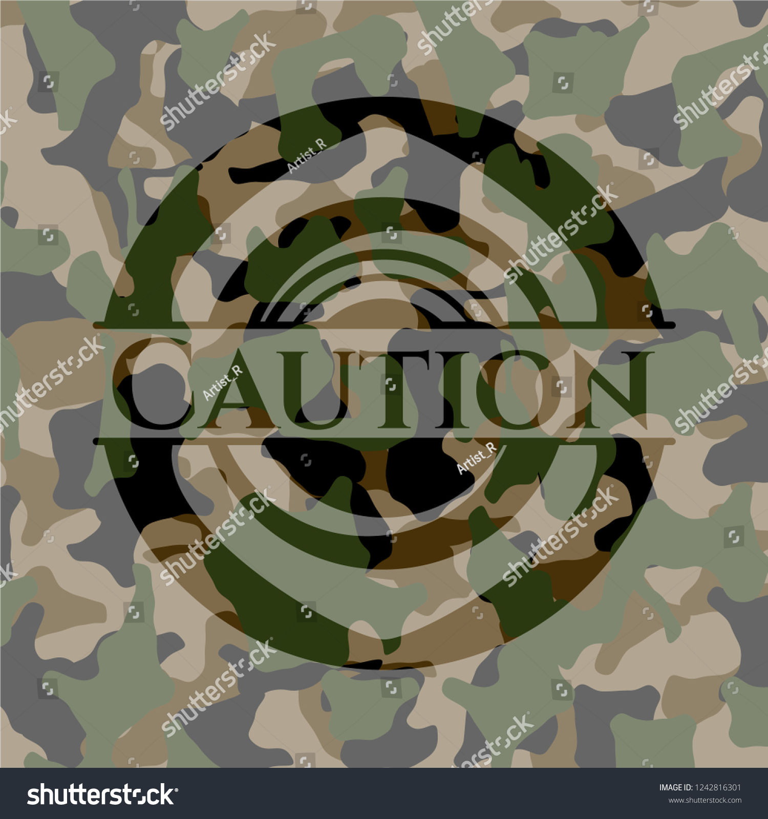 Caution Written On Camouflage Texture Stock Vector (Royalty Free ...