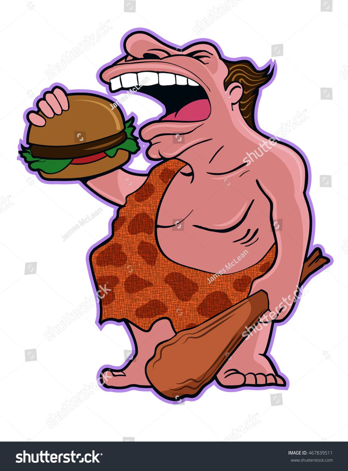 Cave Burger Caveman Eats Hamburger Stock Vector (Royalty Free) 467839511