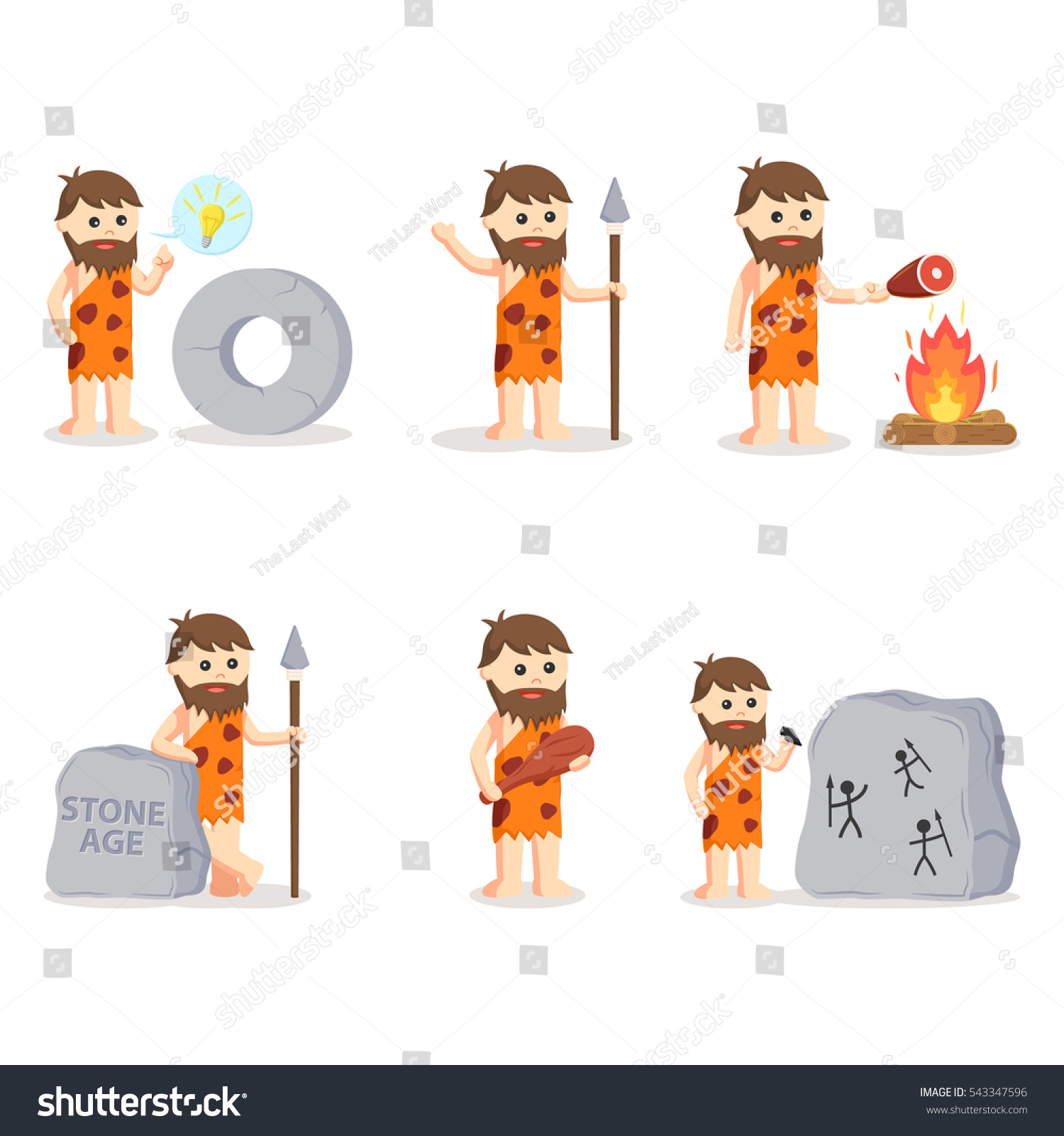 Caveman Set Illustration Design Stock Vector (Royalty Free) 543347596