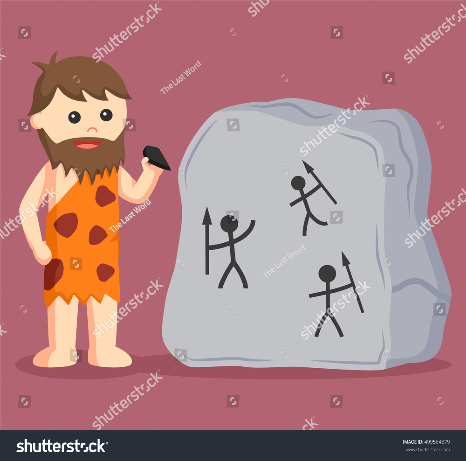 Caveman Write On Stone Charcoal: vector de stock (libre de regalías ...