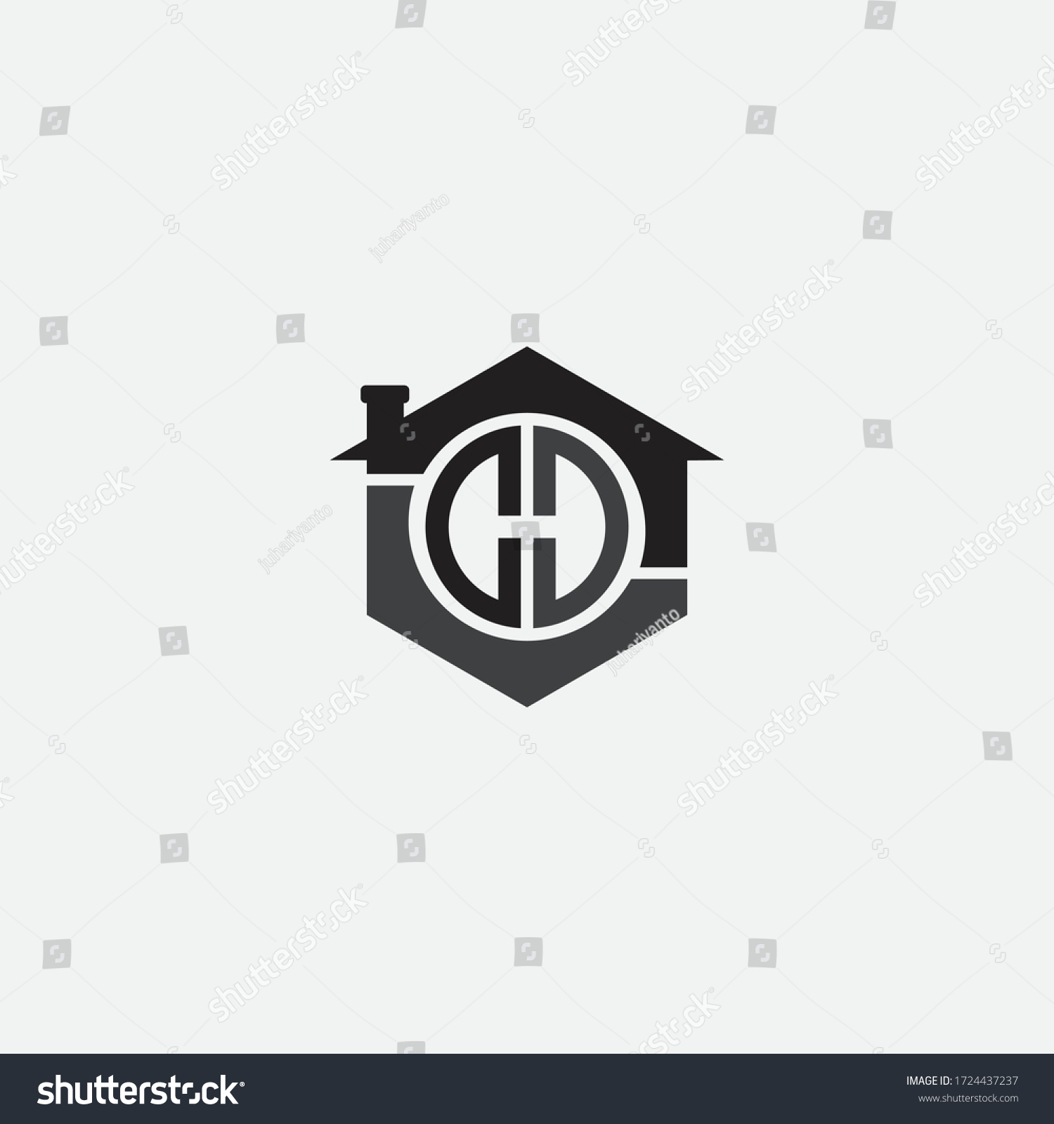 Cc Initial Home Logo Hexagon Vector Stock Vector (Royalty Free ...