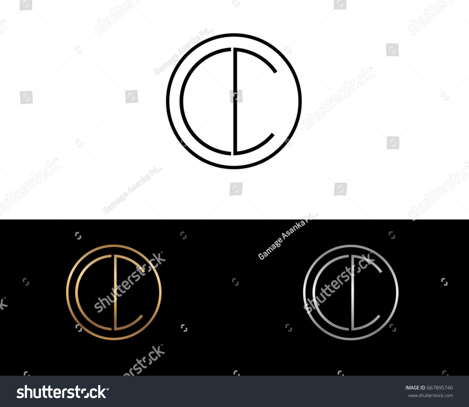 Cc Round Circle Shape Initial Letter: vector de stock (libre de ...