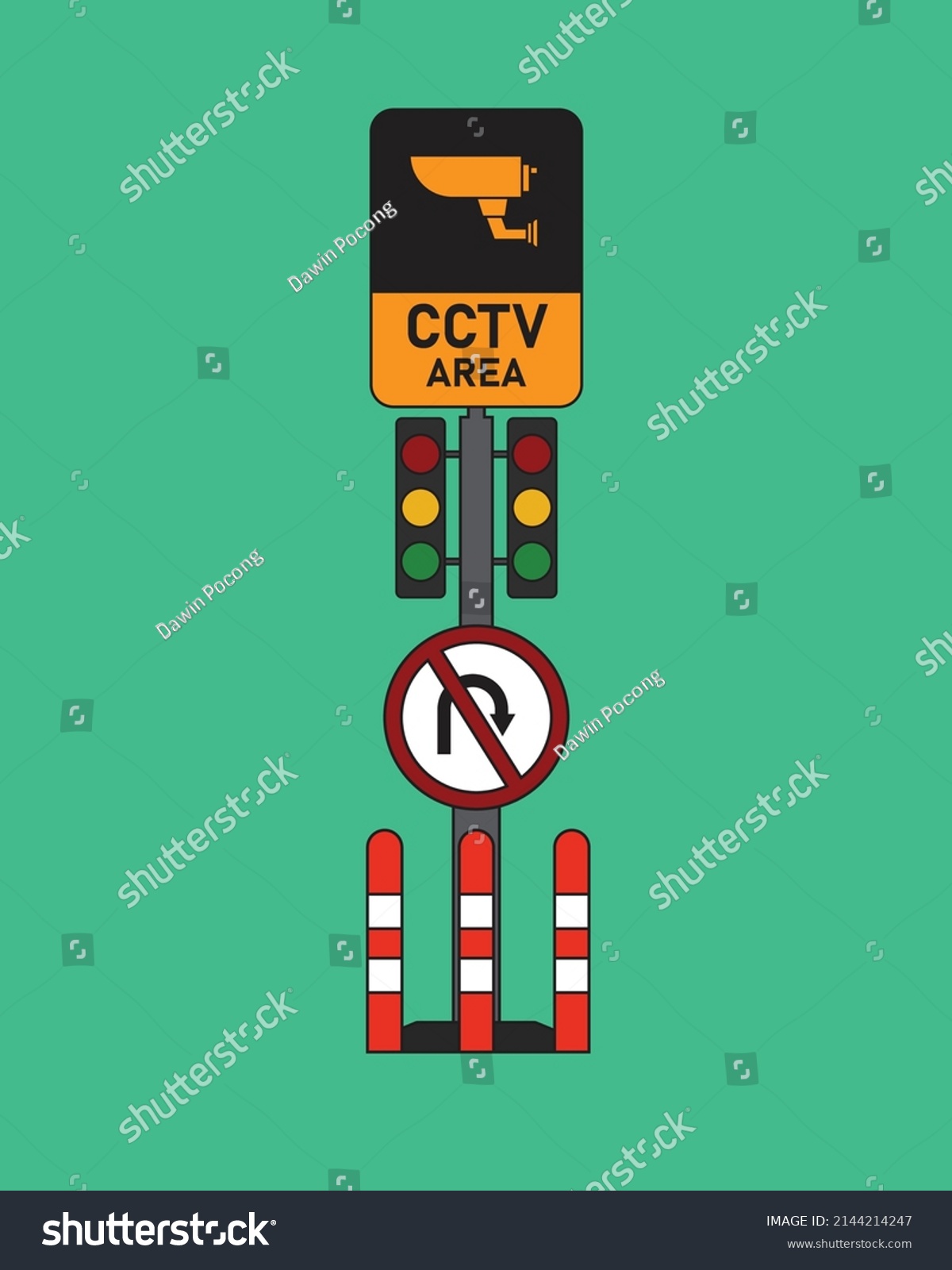 Cctv Area Traffic Light Designe Vector Stock Vector (Royalty Free ...