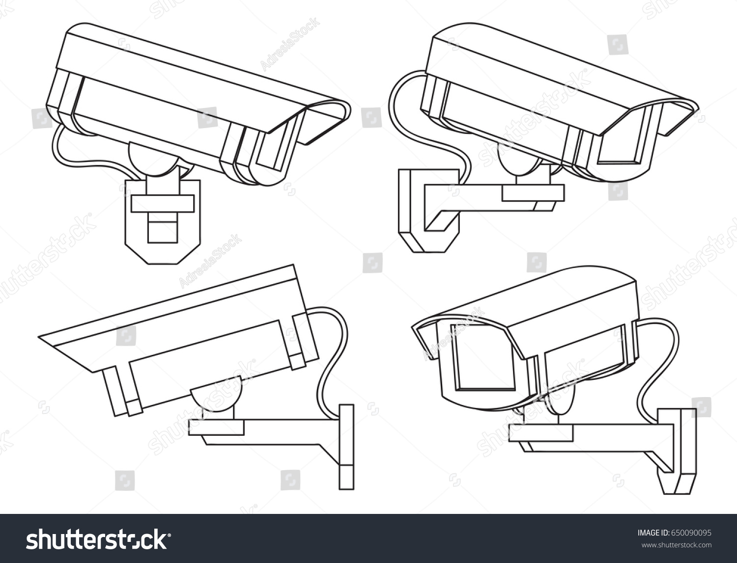 Cctv Camera Thin Line Style Stock Vector (Royalty Free) 650090095