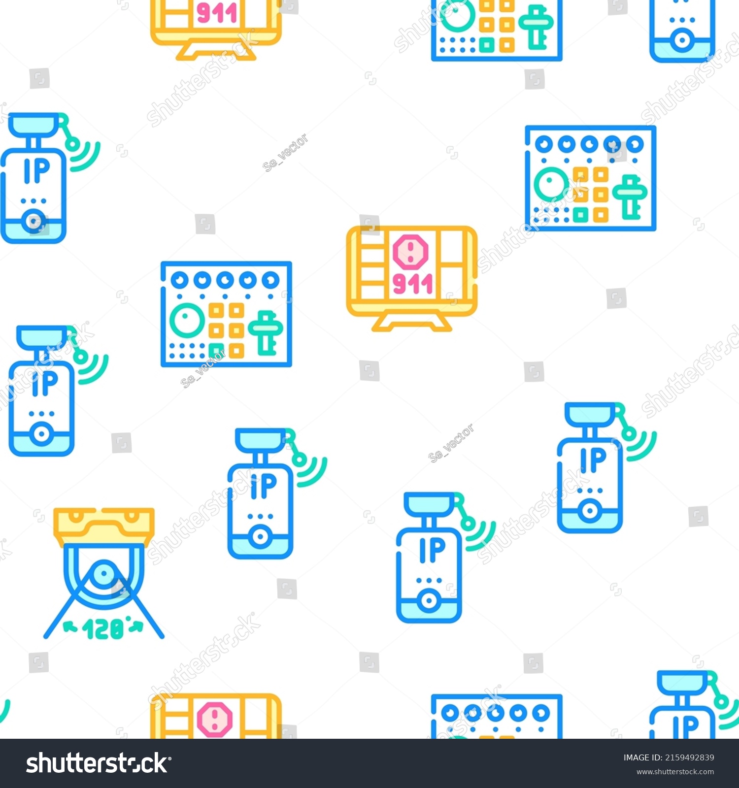 Cctv Camera Security Vector Seamless Pattern Stock Vector (Royalty Free ...