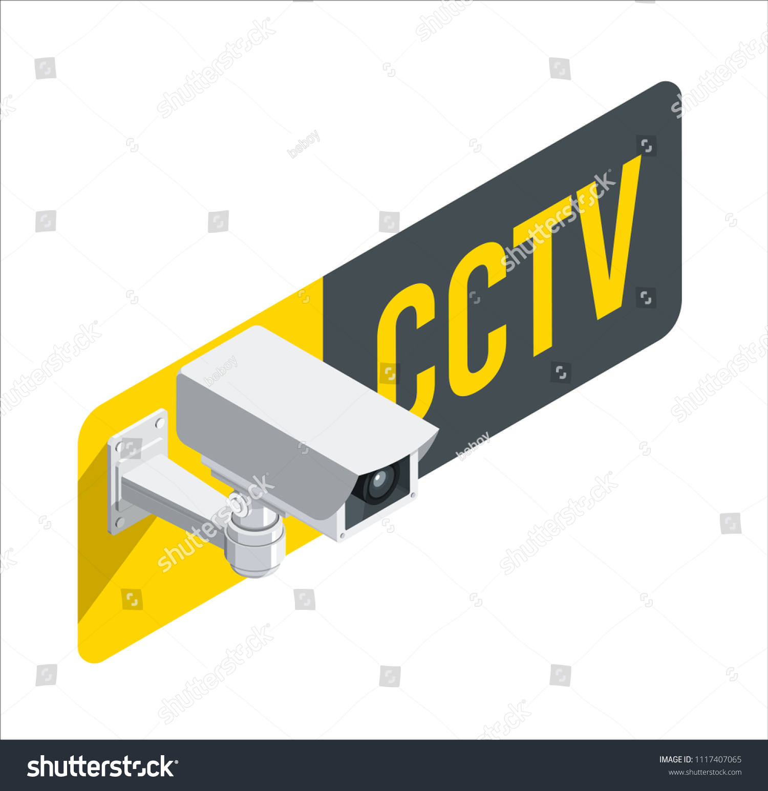 Cctv Camera Sign 3d Isometric Stock Vector (Royalty Free) 1117407065