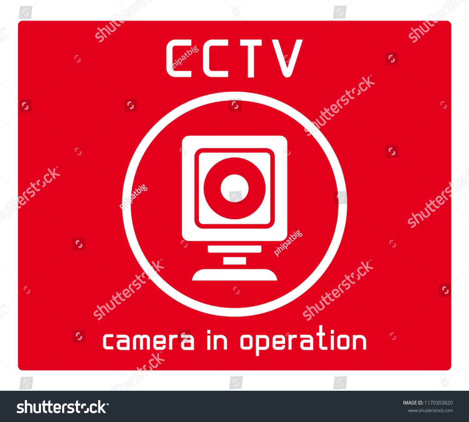 Cctv Security Camera Red Sign Stock Vector (Royalty Free) 1170303820 ...