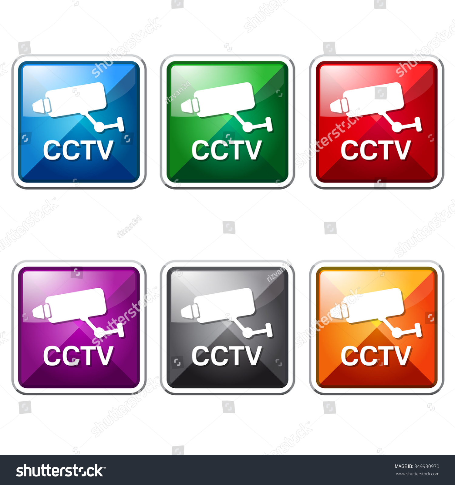 Cctv Sign Colorful Vector Icon Button Stock Vector (Royalty Free ...