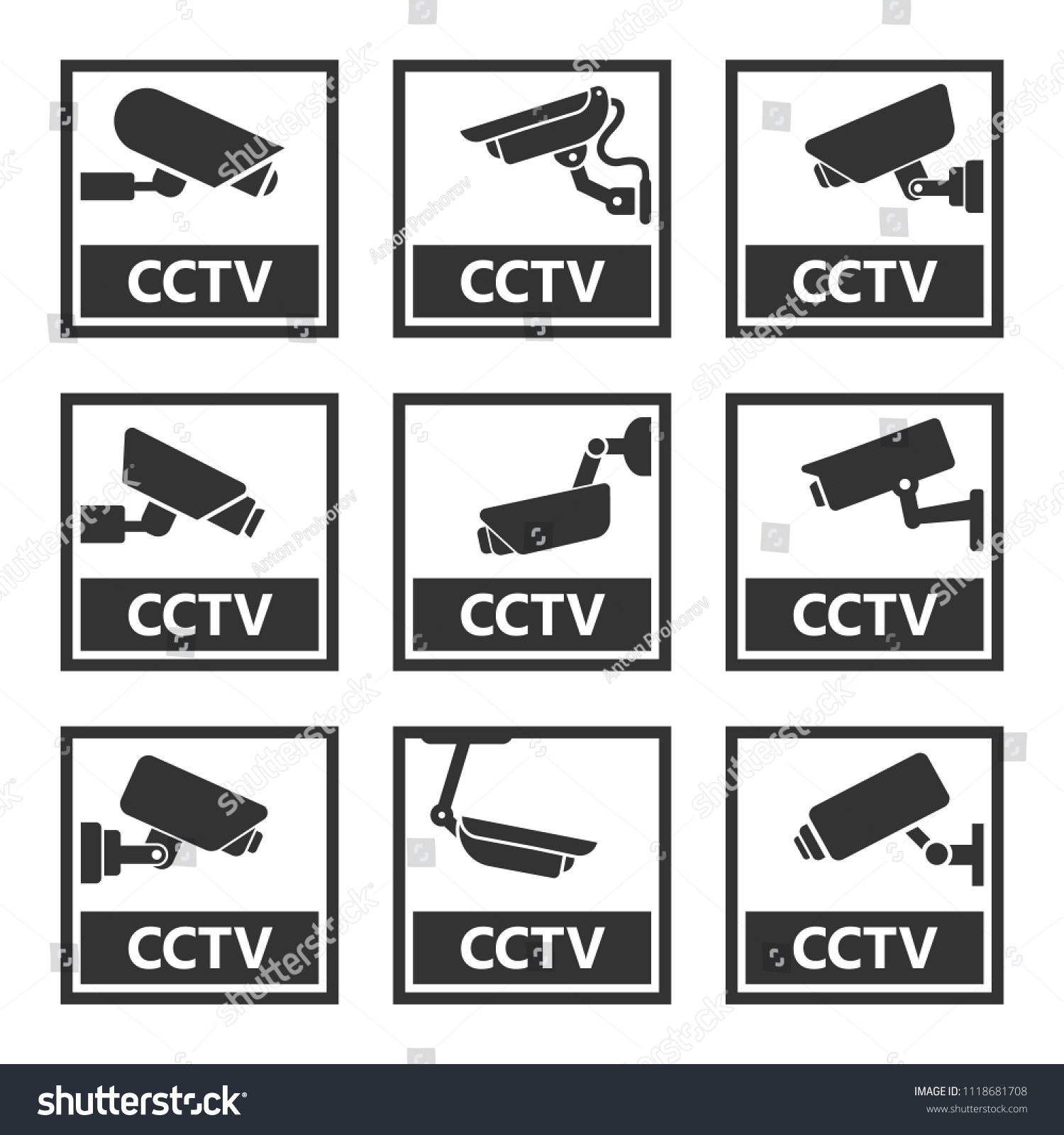 Cctv Sign Security Camera Stickers Stock Vector (Royalty Free ...