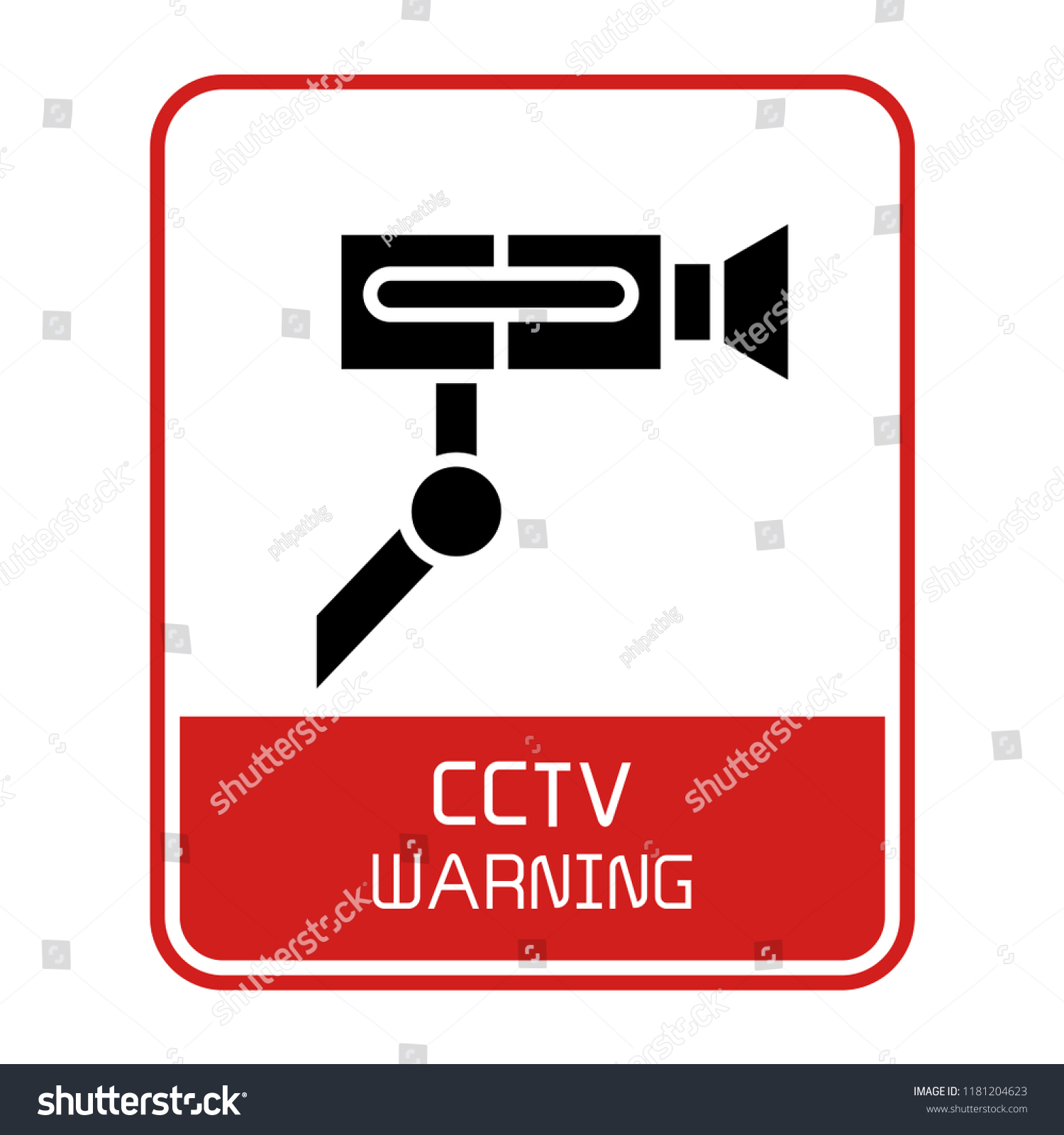 Cctv Warning Sign Label Stock Vector (Royalty Free) 1181204623 ...
