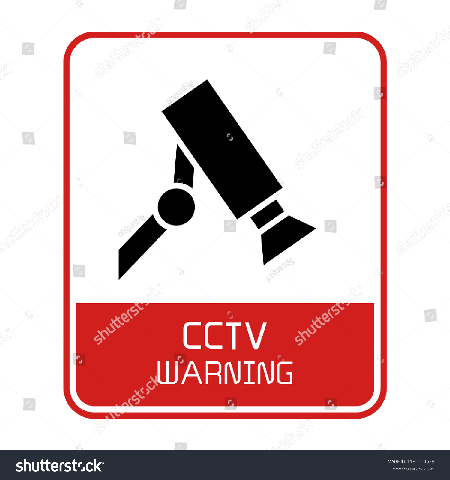 Cctv Warning Sign Label Stock Vector (Royalty Free) 1181204629 ...