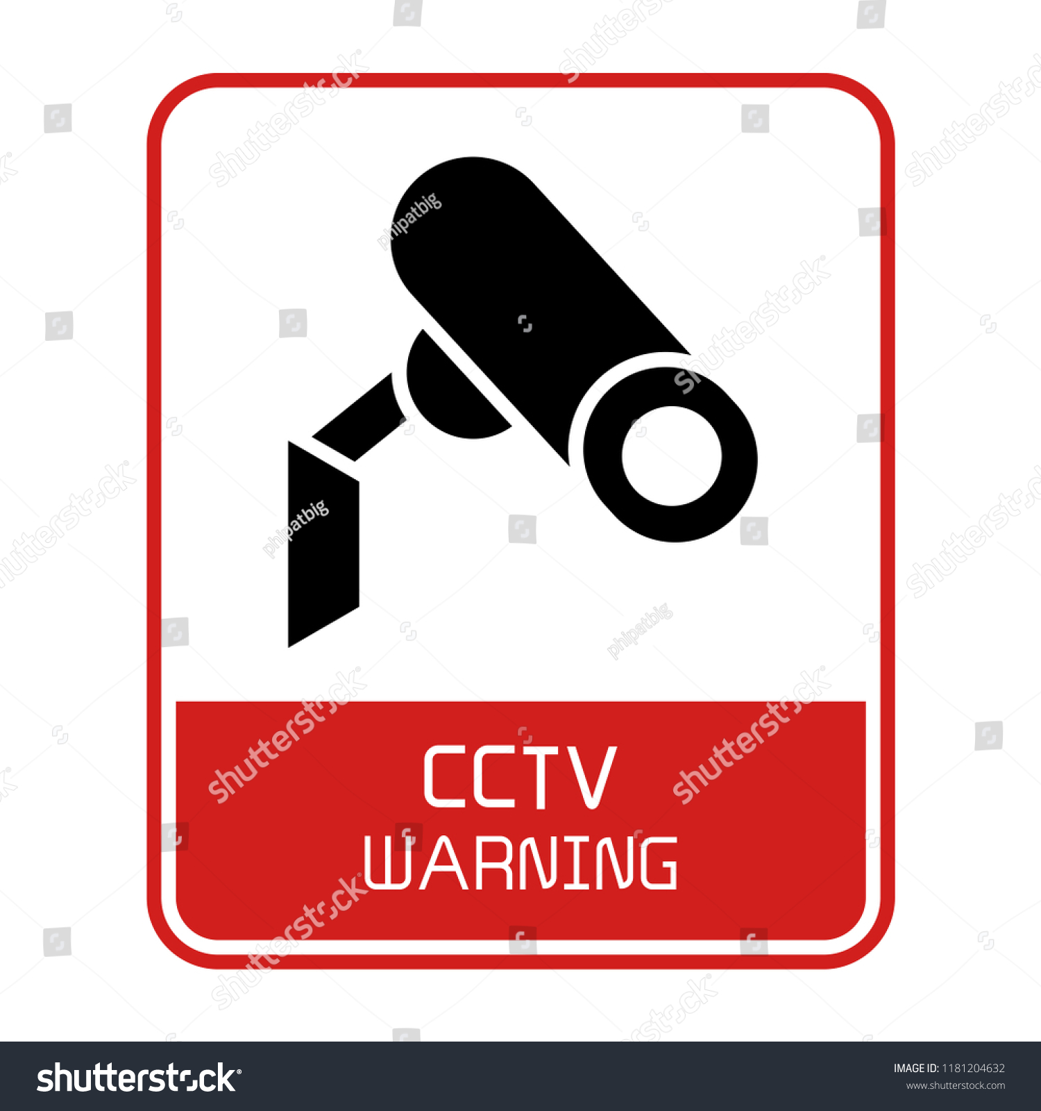 Cctv Warning Sign Label Stock Vector (Royalty Free) 1181204632 ...