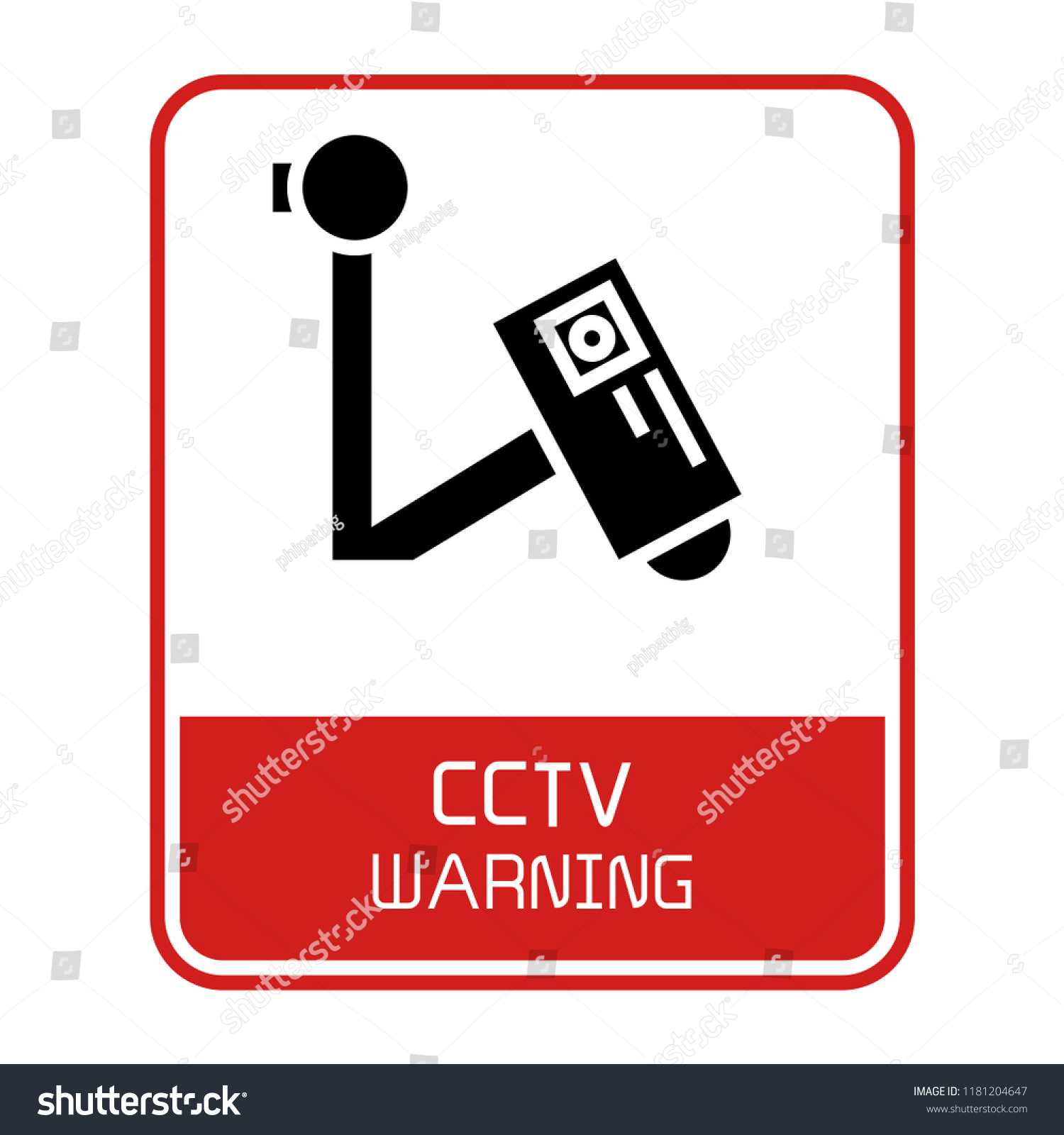 Cctv Warning Sign Label Stock Vector (Royalty Free) 1181204647 ...